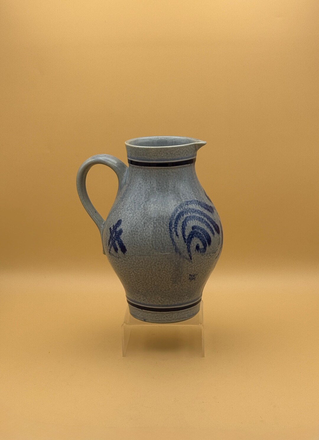 Vintage Marzi & Remy Wine Pitcher: Hand-painted Salt Glazed Stoneware ...