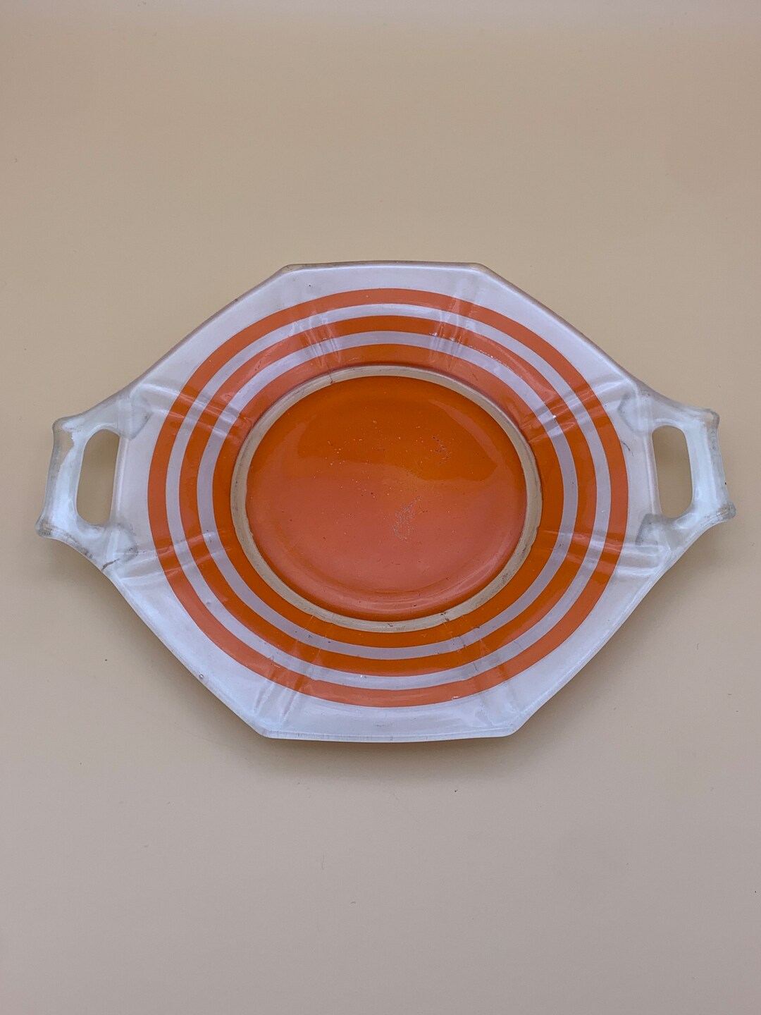 Orange & White Octagon Shaped Glass VINTAGE Tray - Etsy