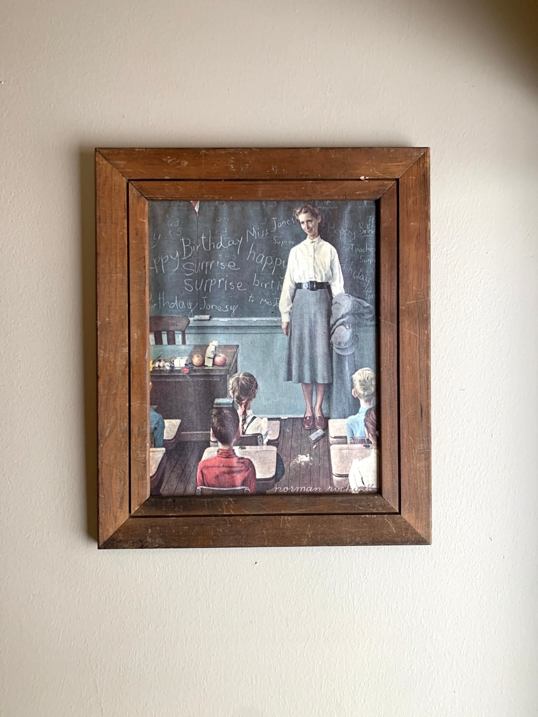 Norman Rockwell VINTAGE Happy Birthday Ms Jones Framed Canvas - Etsy