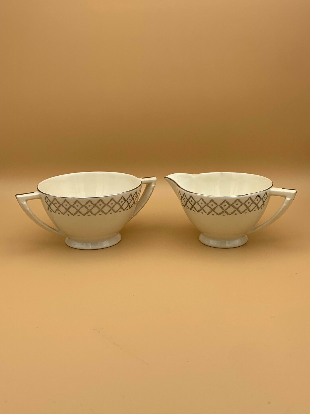 Platinum VINTAGE Edwin M Knowles Hostess Shape Creamer & Sugar Bowl - Etsy