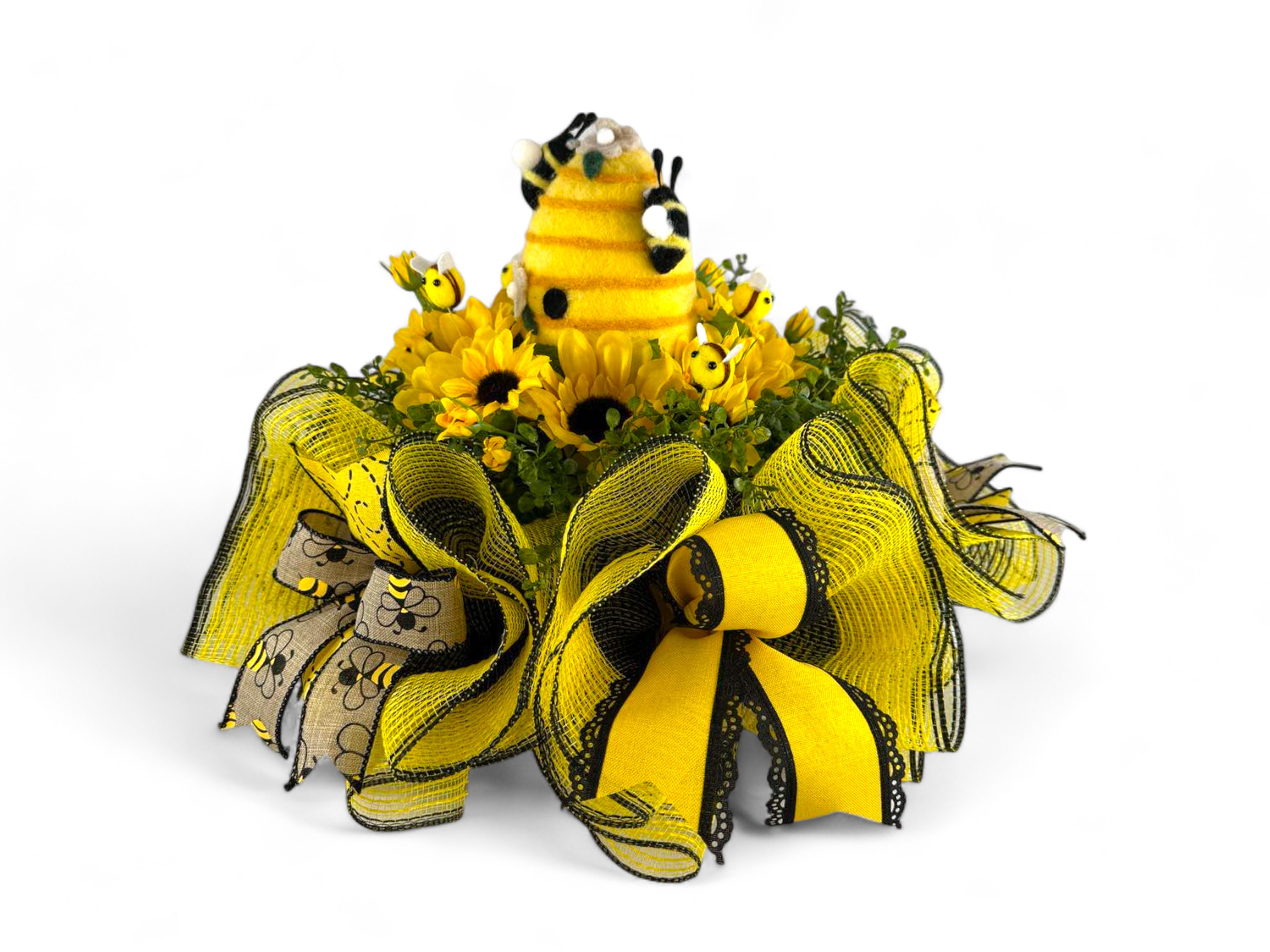 Beehive Centerpiece With Sunflowers and Bumblebee Bow Summer to Fall ...