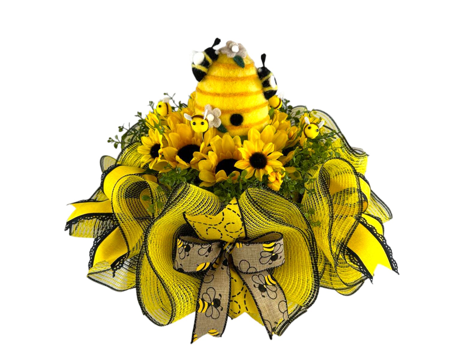 Beehive Centerpiece With Sunflowers and Bumblebee Bow Summer to Fall ...