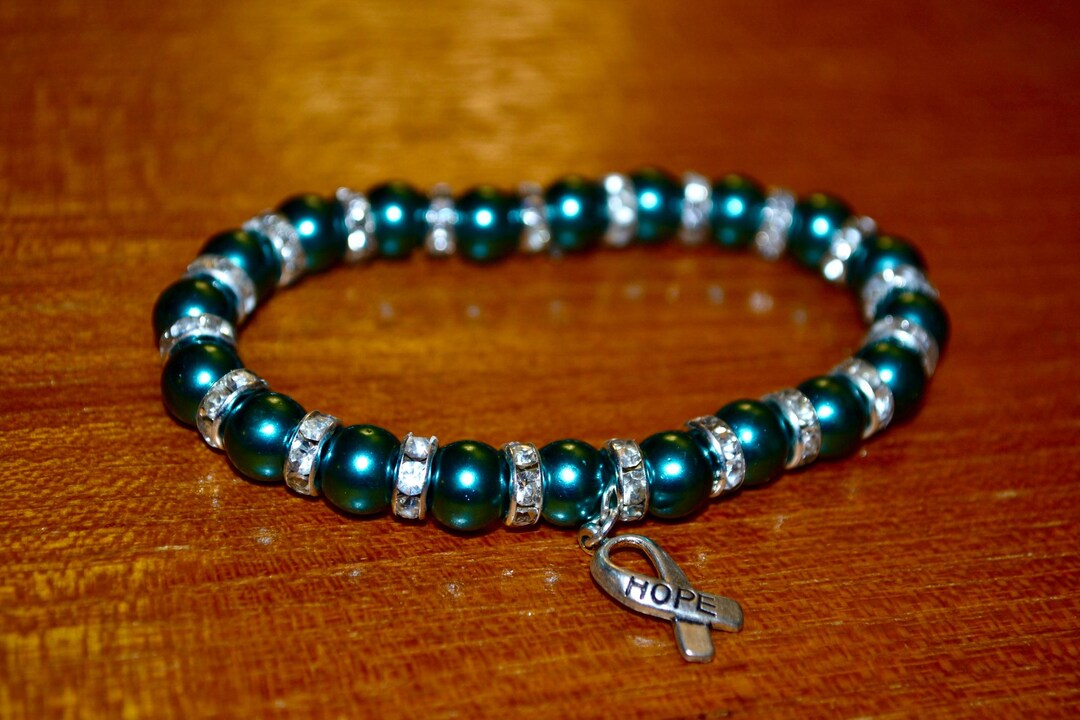 Dysautonomia, POTS, Ovarian Cancer Awareness Bracelet With Hope Charm ...