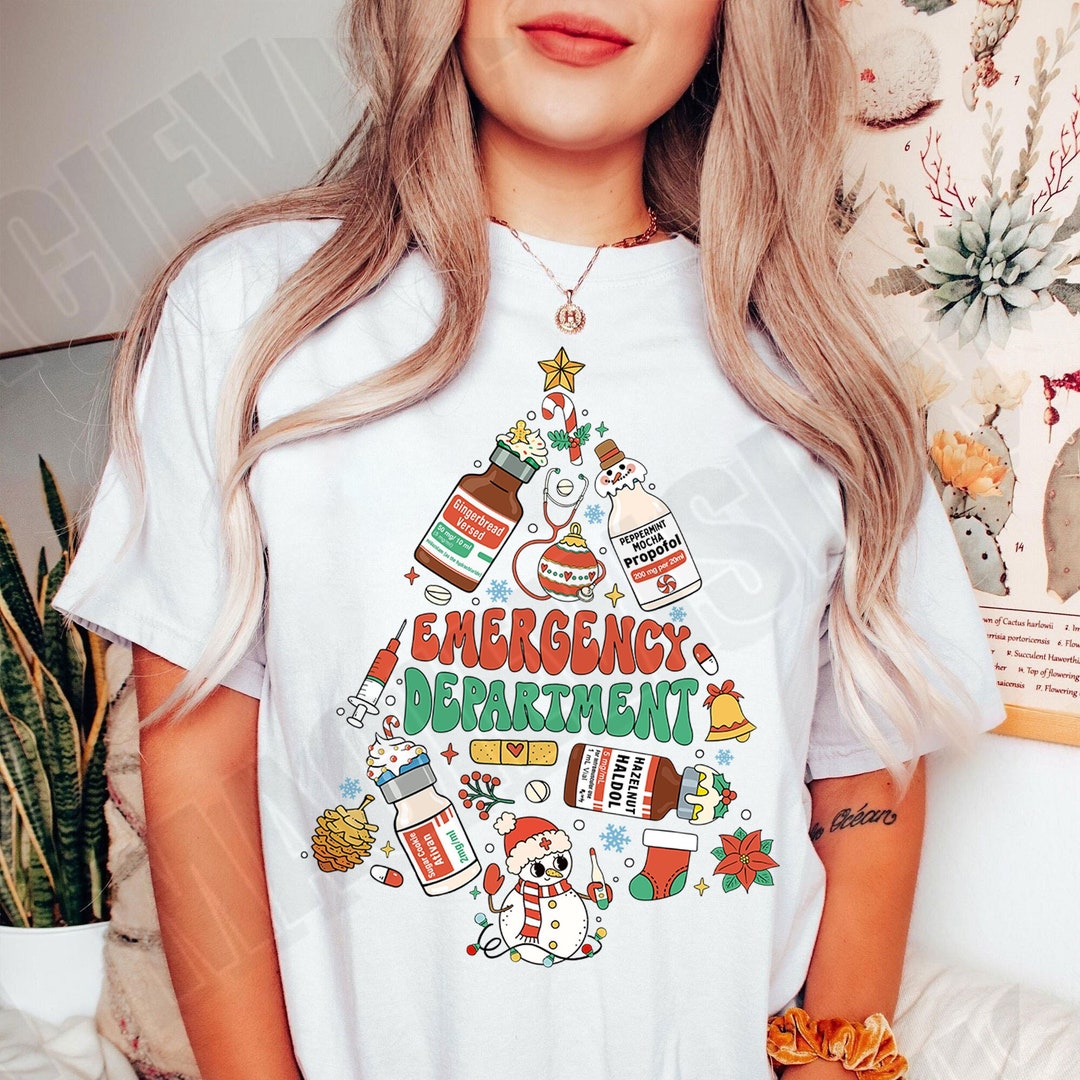 Christmas ER Nurse Shirt, Christmas Tree Shirt,xmas ER Crew Funny ER Ed ...