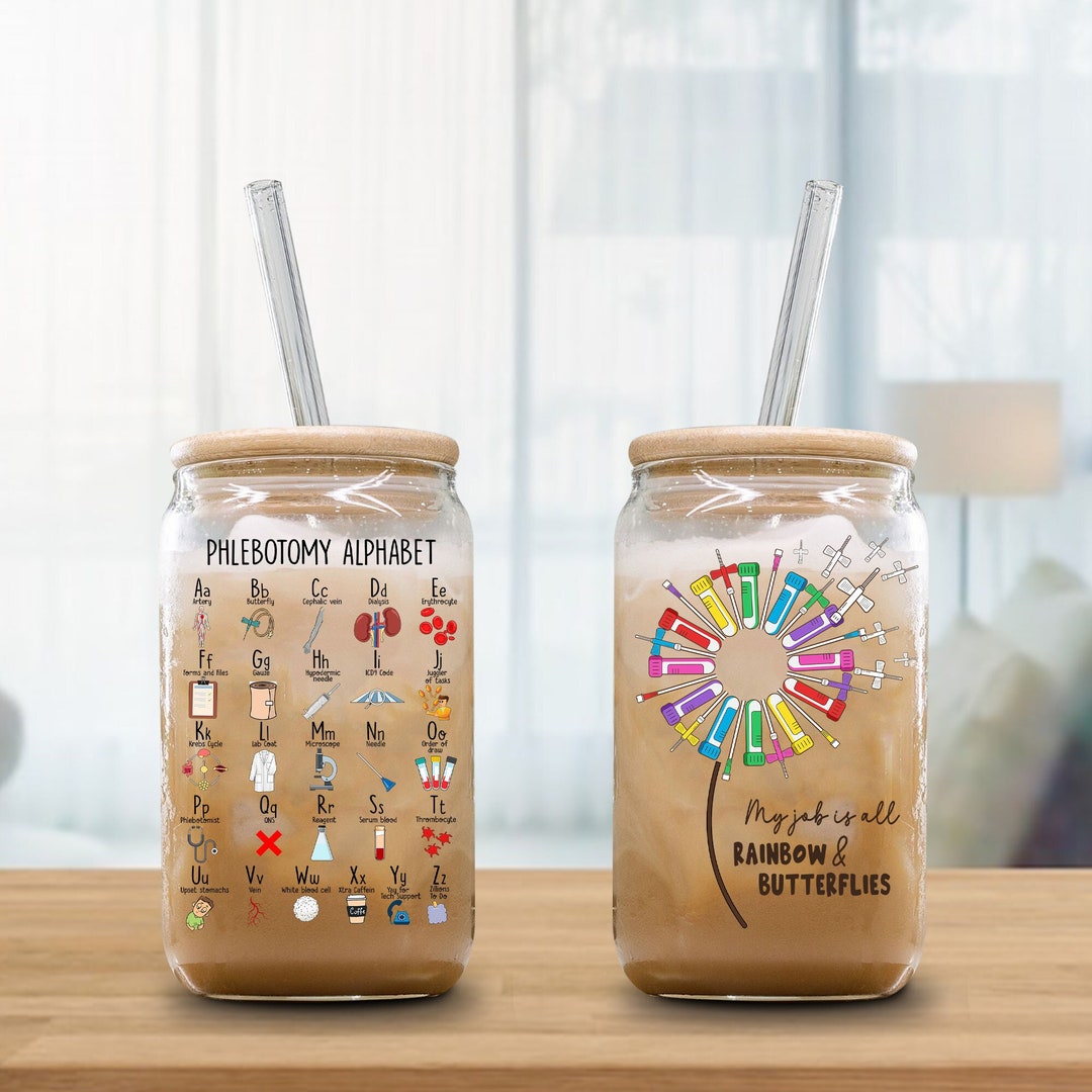 Phlebotomist Life Glass Cup, Phleb Tech Coffee Cup, Phlebotomy Iced ...