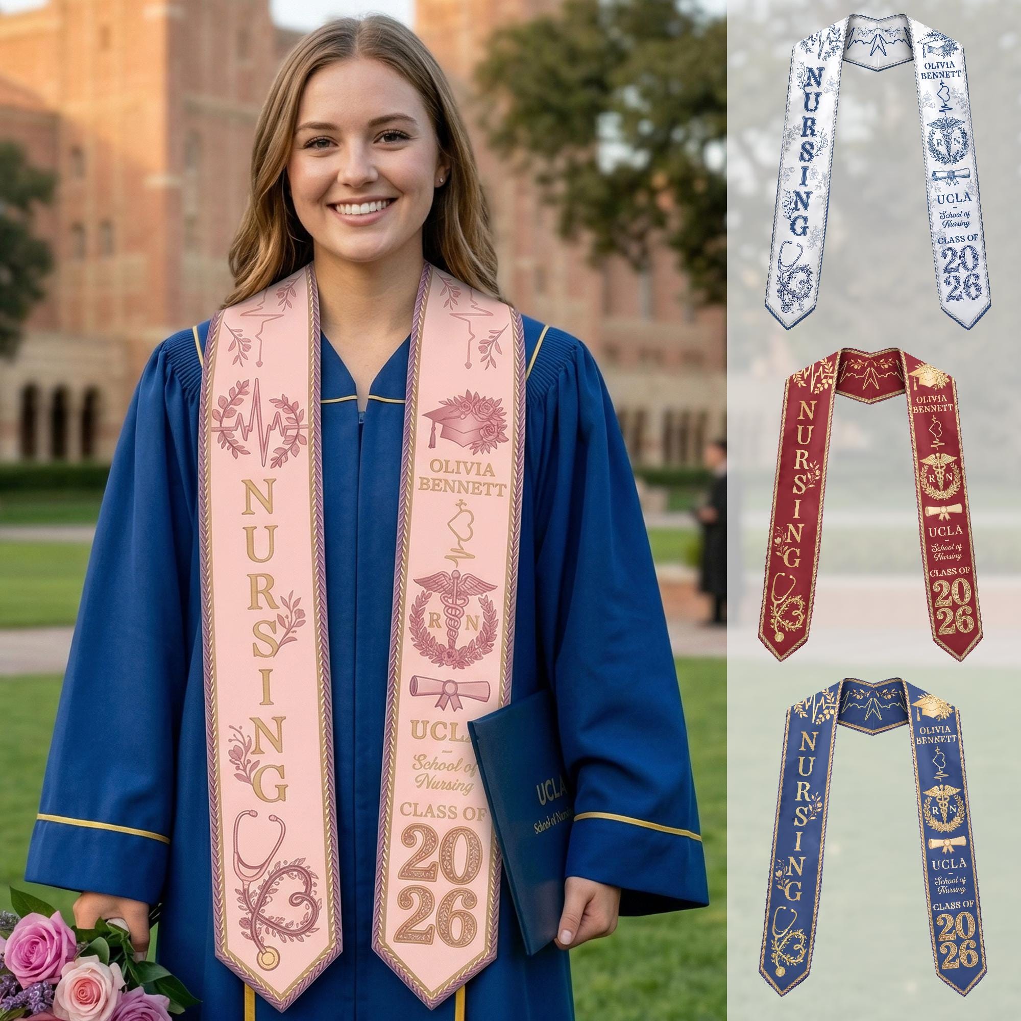 Custom Graduation Stole, Personalized Name Class Year College Major ...