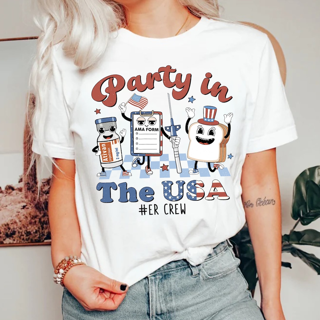 4th of July ER Nurse Shirt, Party in the USA Er Nurse Crew Shirt,funny ...