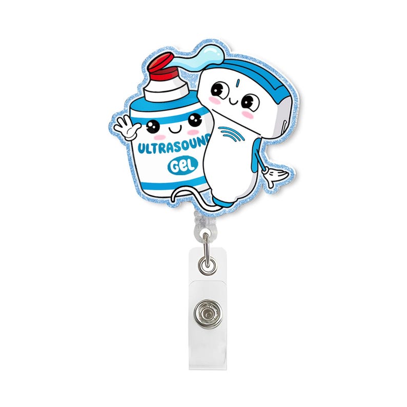 Cute Ultrasound Gel and Wand Badge Reel, Ultrasound Tech, Technician ...