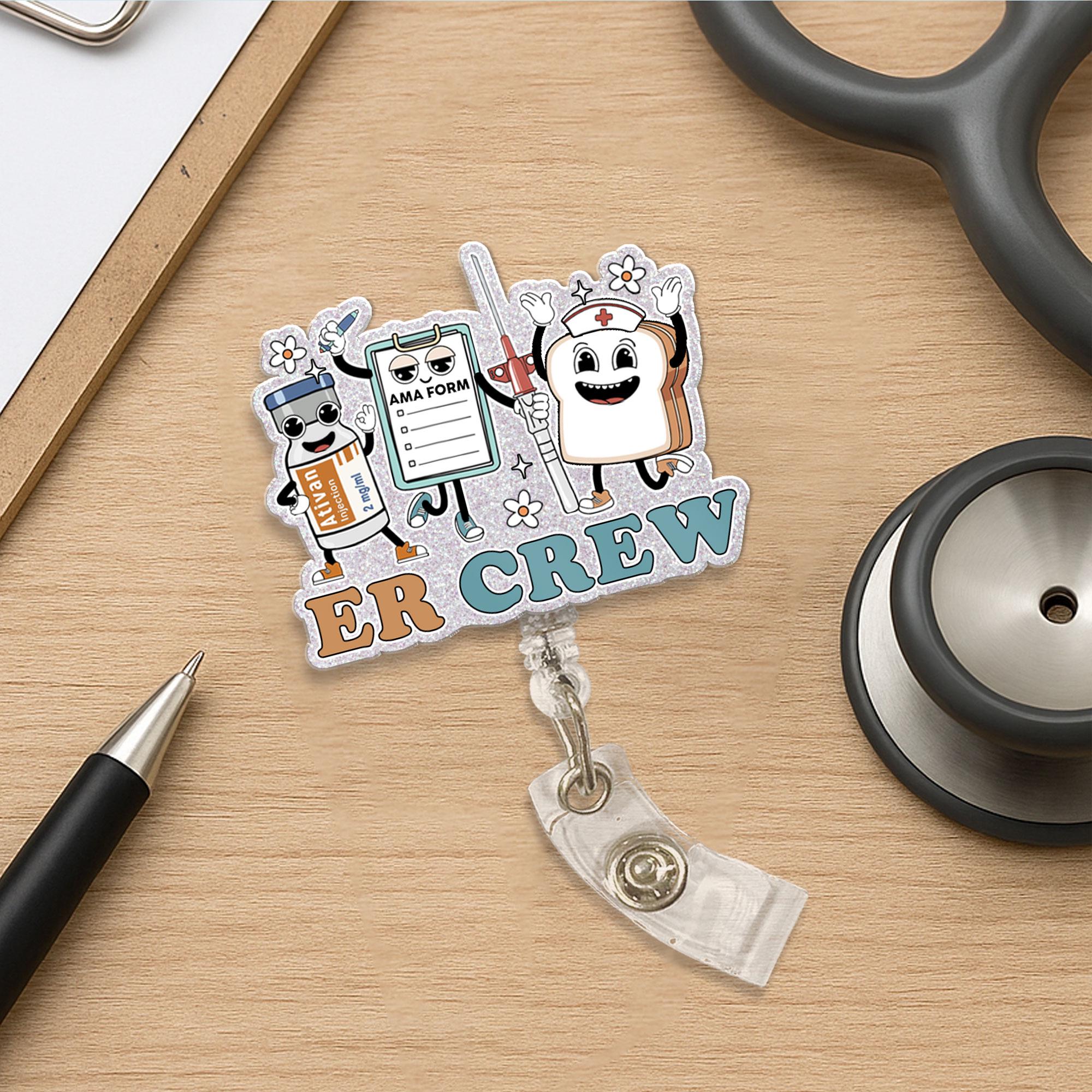 Funny Er Ed Nurse Tech Badge Buddy, Er Nurse Reel, Emergency Room Rn ...