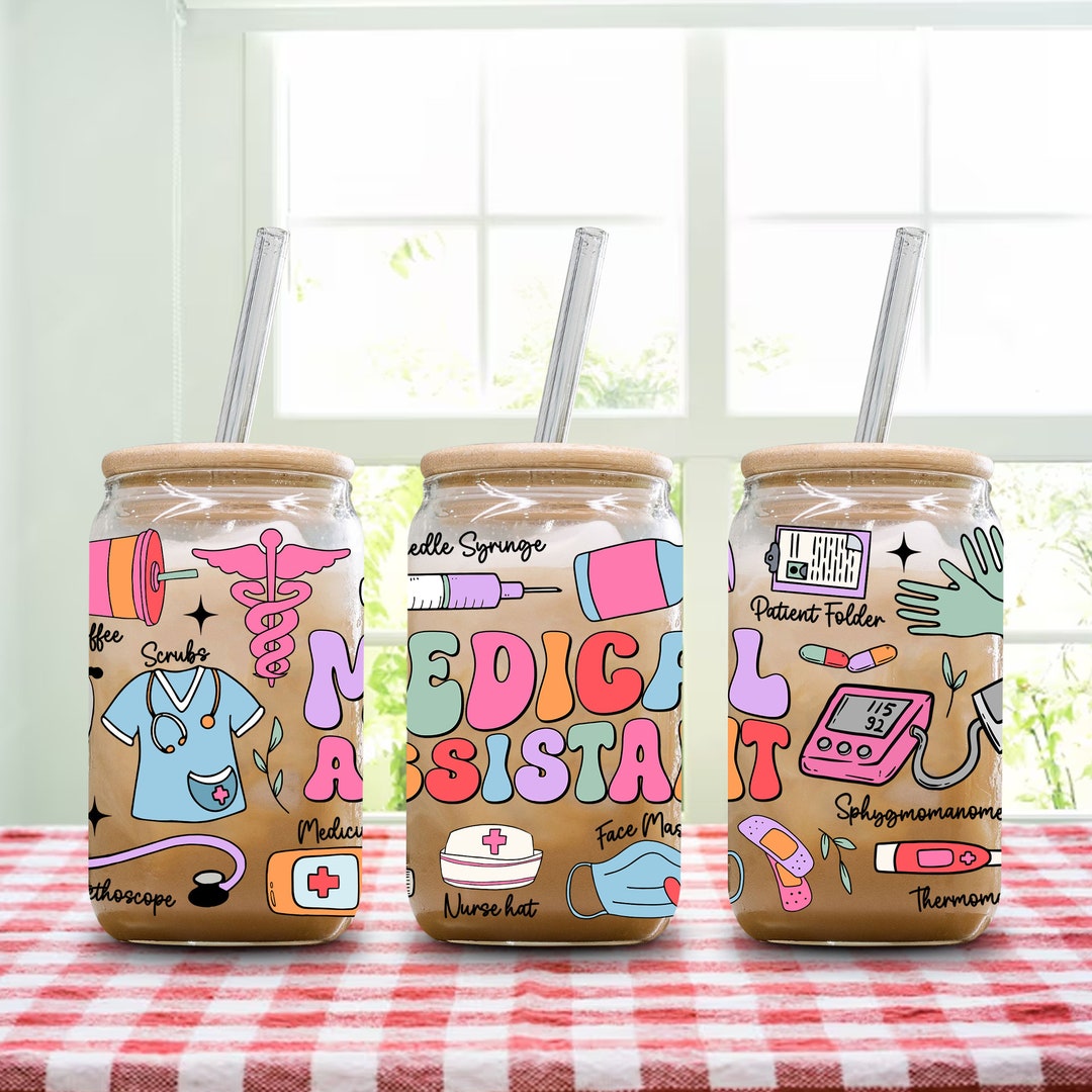 Medical Assistant Glass Cup, CMA Coffee Cup, Healthcare Iced Coffee ...