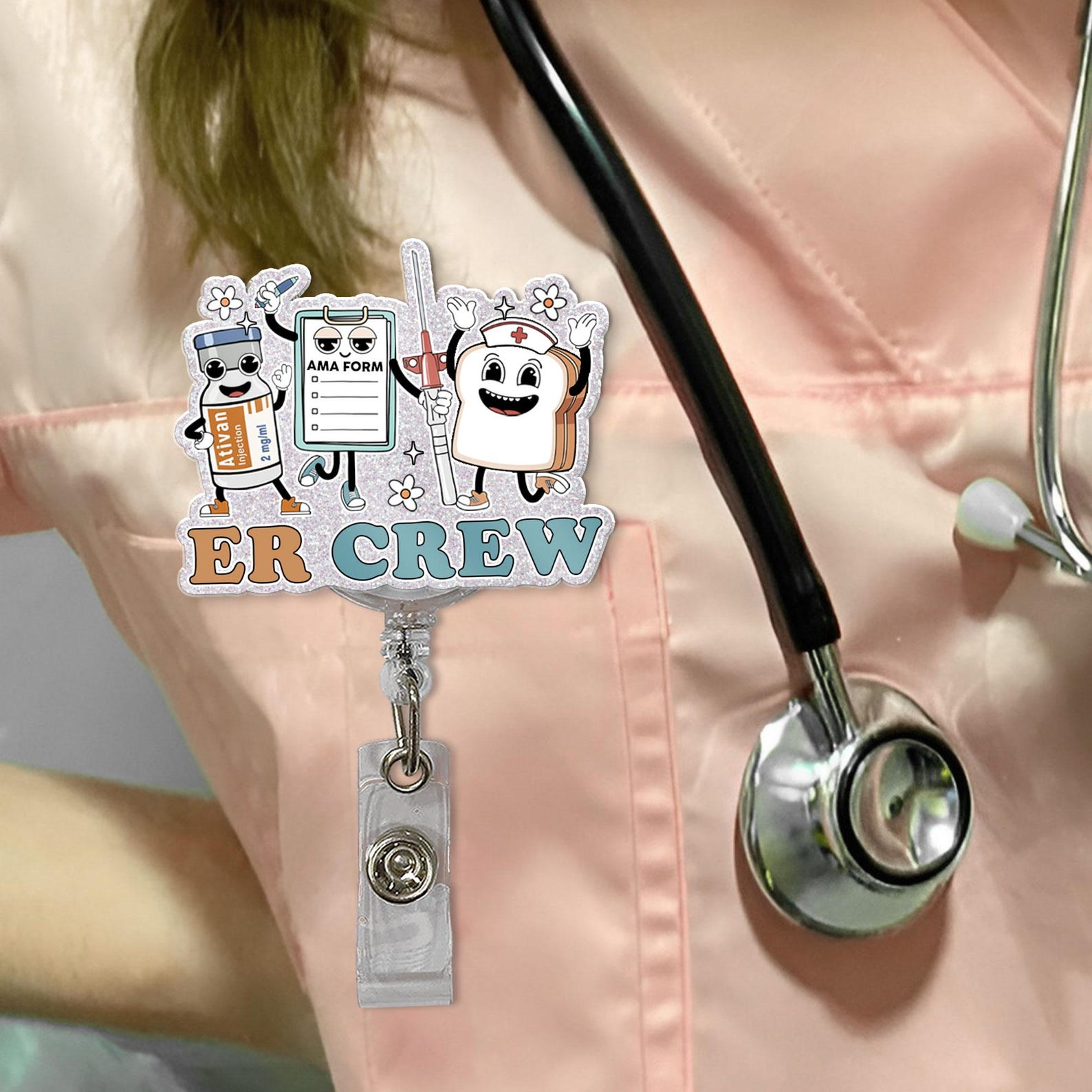 Funny Er Ed Nurse Tech Badge Buddy, Er Nurse Reel, Emergency Room Rn ...