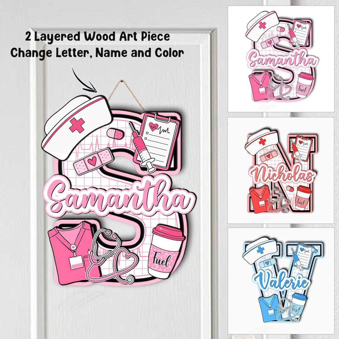 Nursing Clinic 3D Wood Art, 2 Layer Art Piece Door Sign for Nurse, RN ...