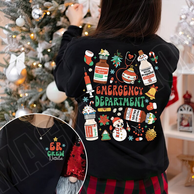 Christmas ER Nurse Shirt, Christmas Nurse Shirt,xmas ER Crew Funny ER ...