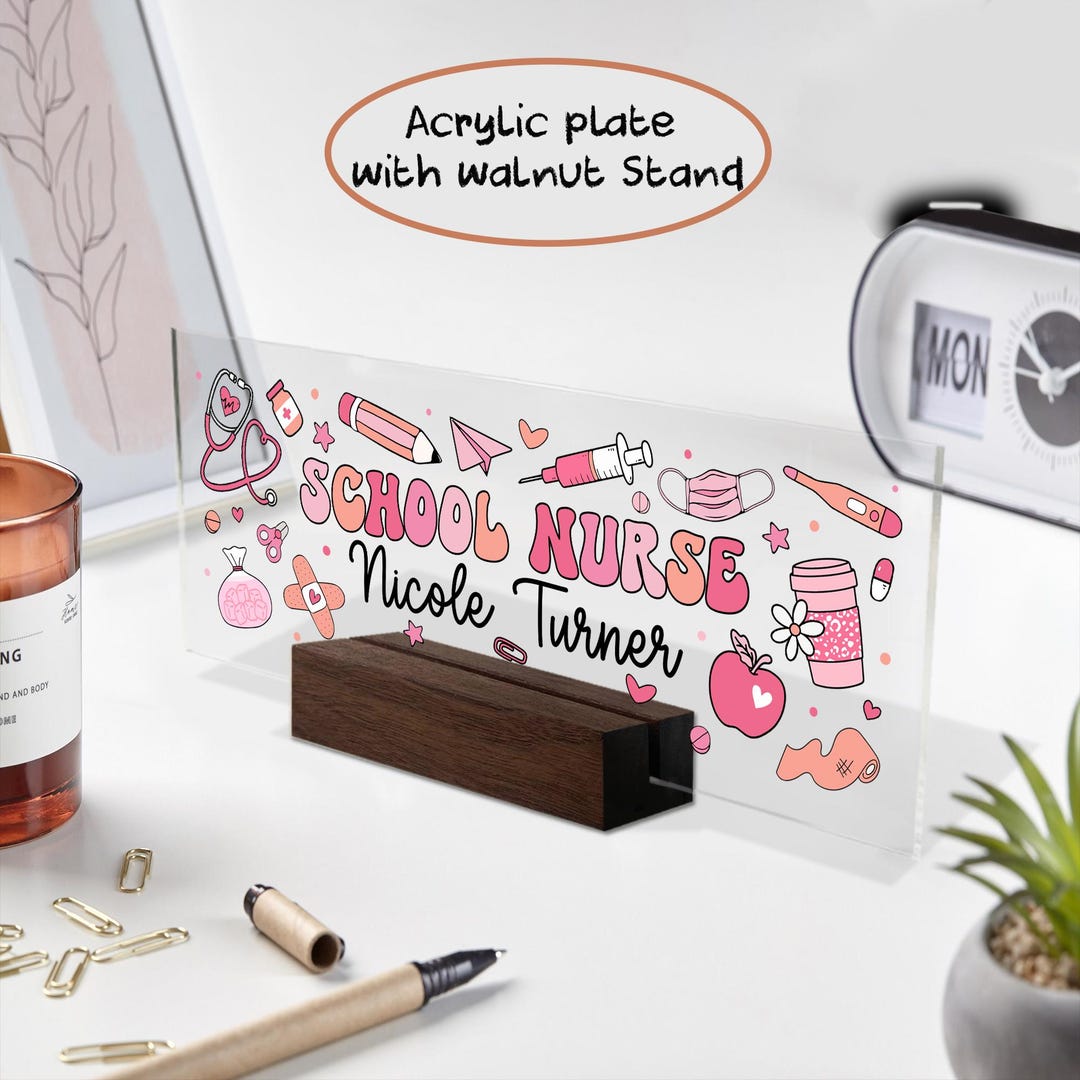 Personalized School Nurse Acrylic Desk Plaque, Custom Acrylic Name ...