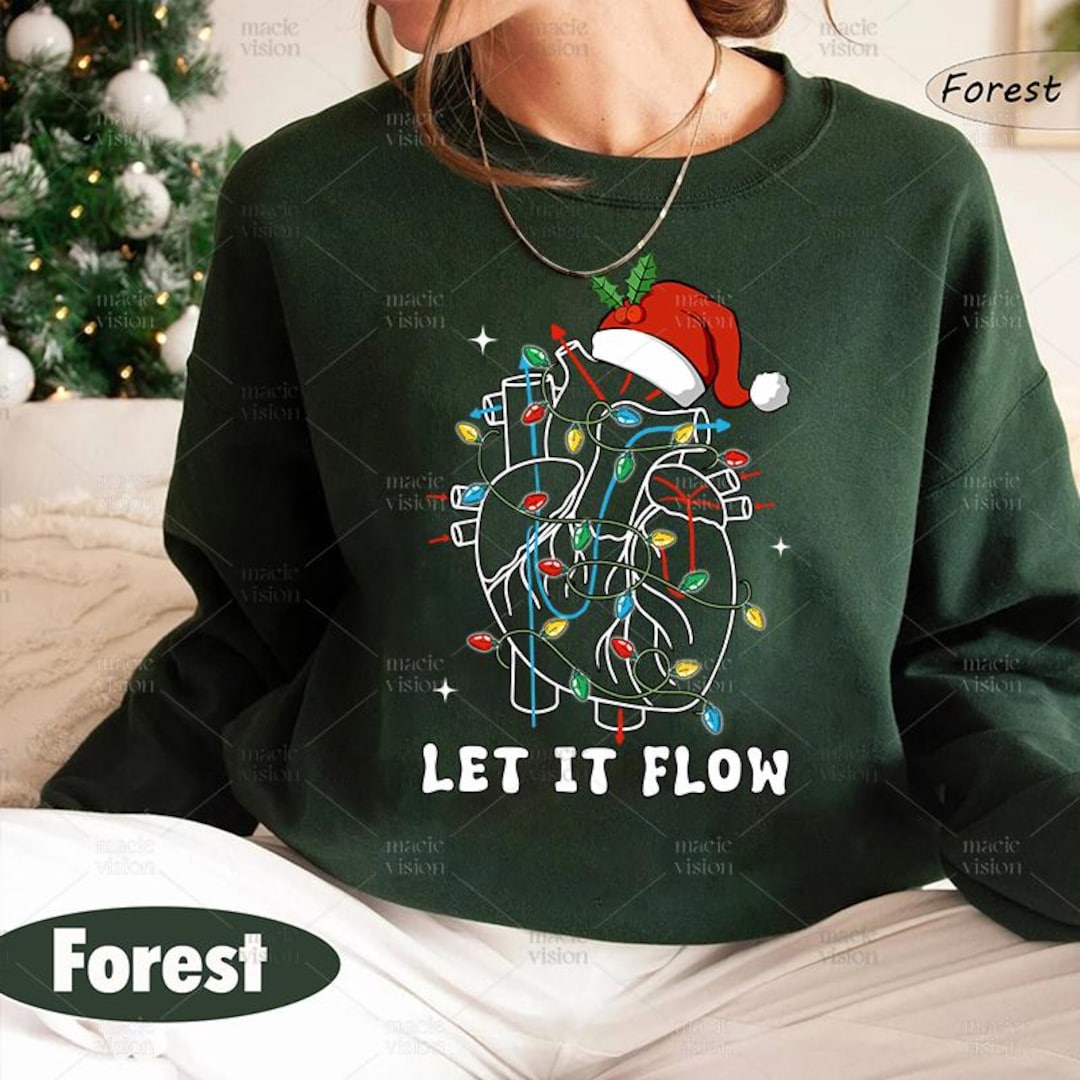 Christmas Cardiac Nurse Heart Anatomy Sweatshirt, Xmas Cath Lab Shirt ...