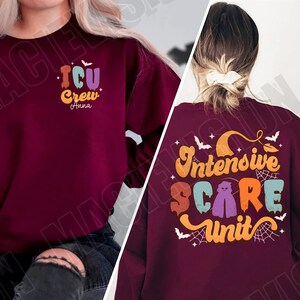 Custom Name Halloween ICU Nurse Shirt, Intensive Scare Unit Boo Crew ...