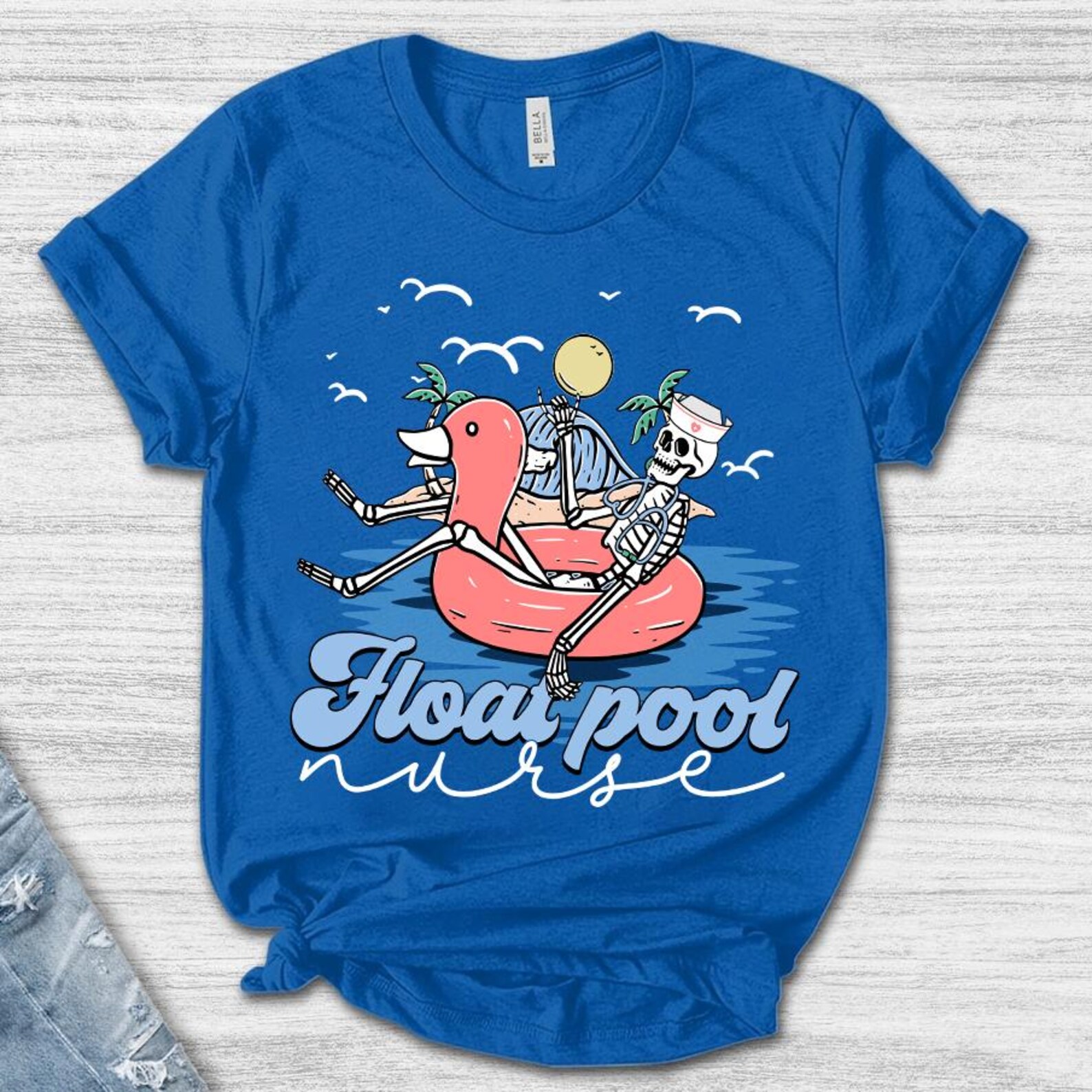 Float Nurse Shirt, Funny Skeleton Float Pool Nurse Tee, Emergency ...