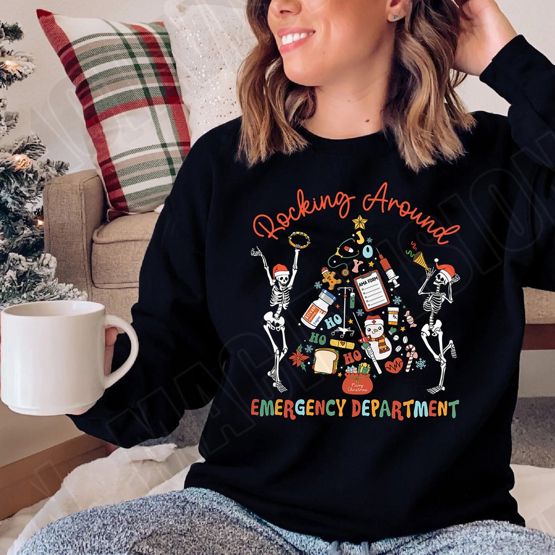 Christmas Emergency Department,christmas ER Nurse Shirt,rocking Around ...