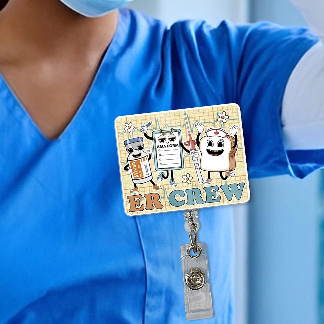 Funny Er Ed Nurse Tech Badge Buddy, Er Nurse Reel, Emergency Room Rn ...