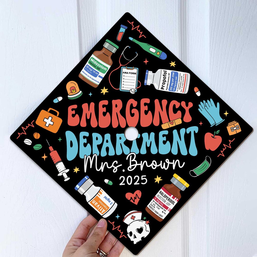 Nurse Graduation Cap Topper, Emergency Department Cap Topper, ER Nurse ...