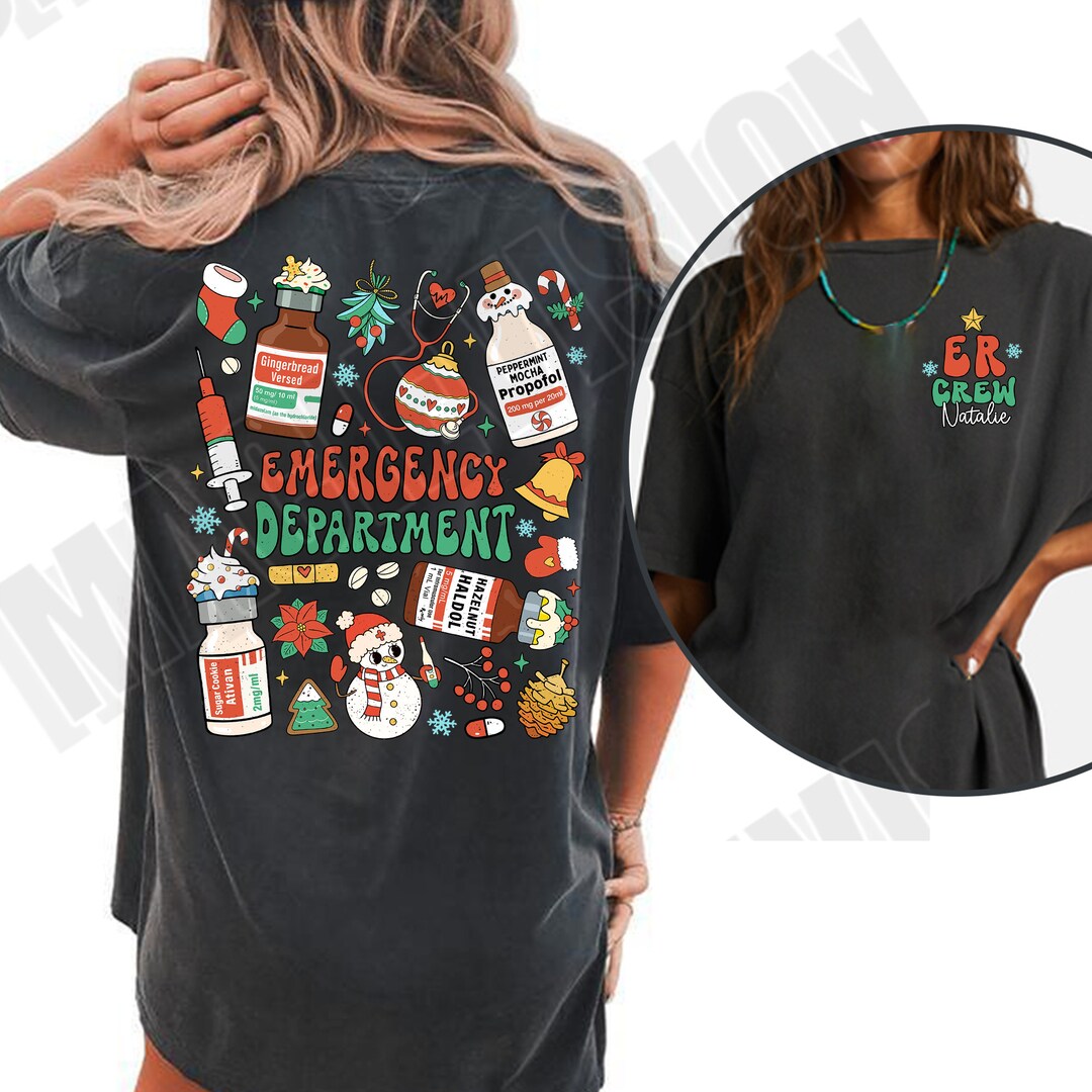 Christmas ER Nurse Shirt, Christmas Nurse Shirt,xmas ER Crew Funny ER ...