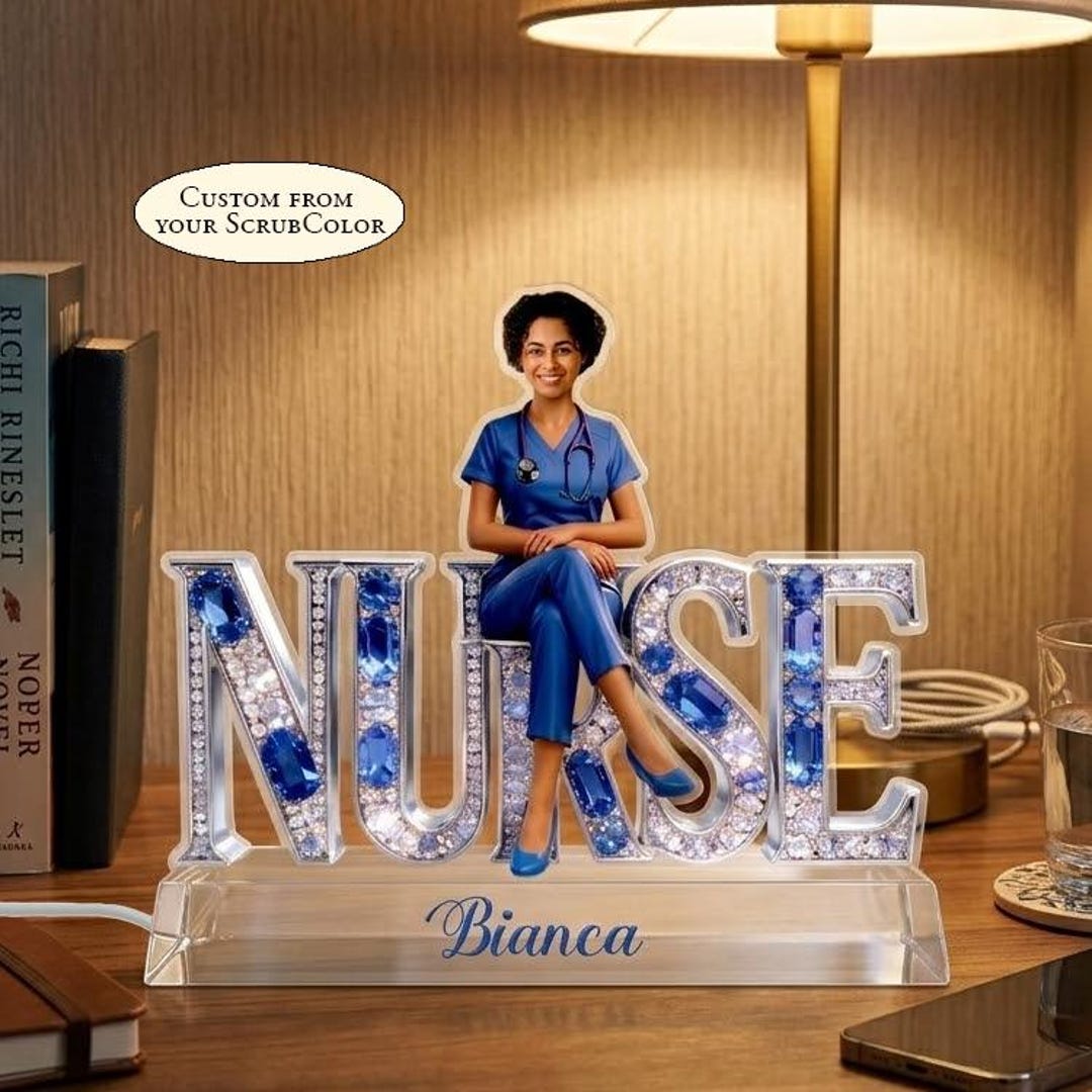 Personalized Nurse Photo Light Box, Custom RN Name Acrylic Plaque ...