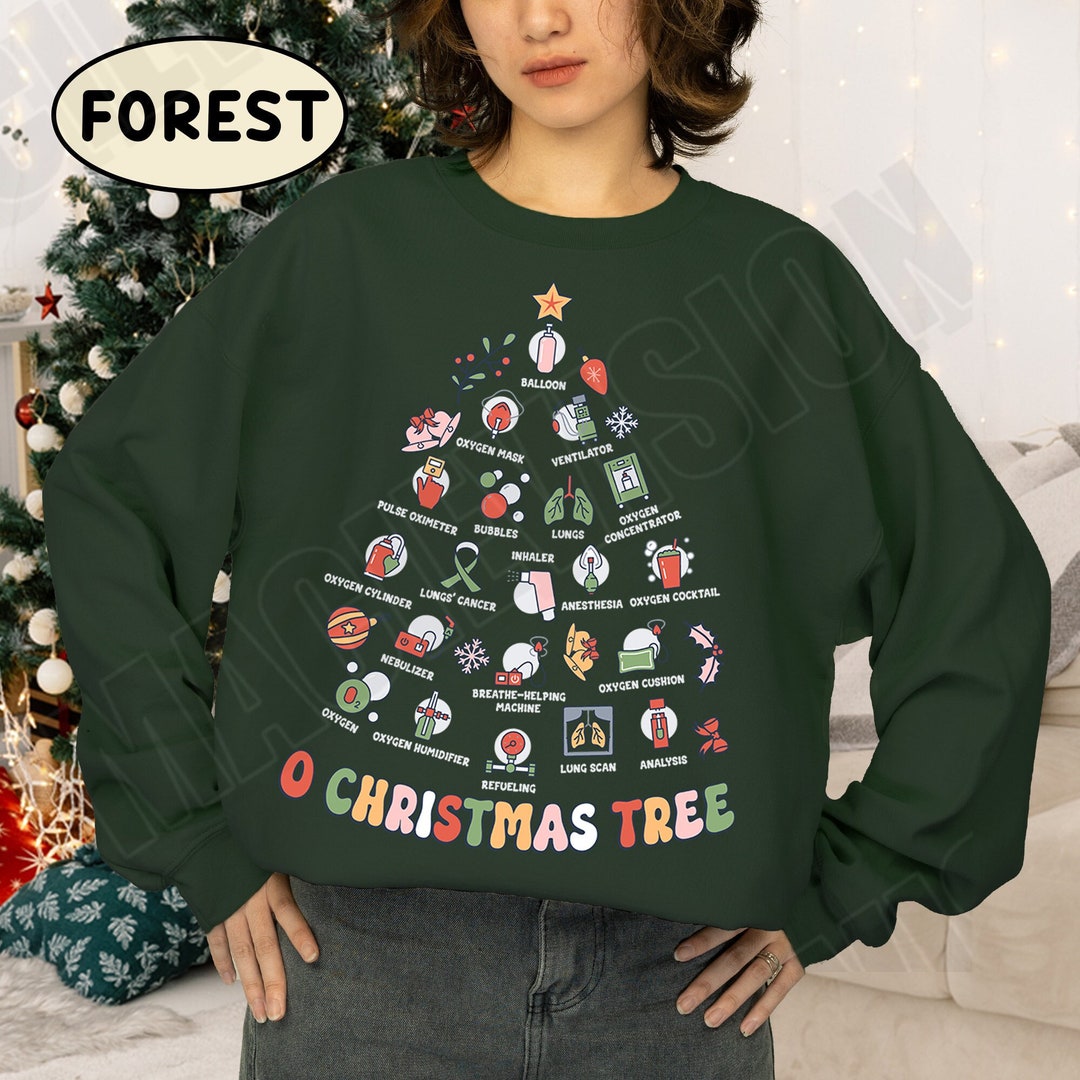 Respiratory Therapist Christmas Shirt Funny Nurse RT Merry Xmas Tree T ...