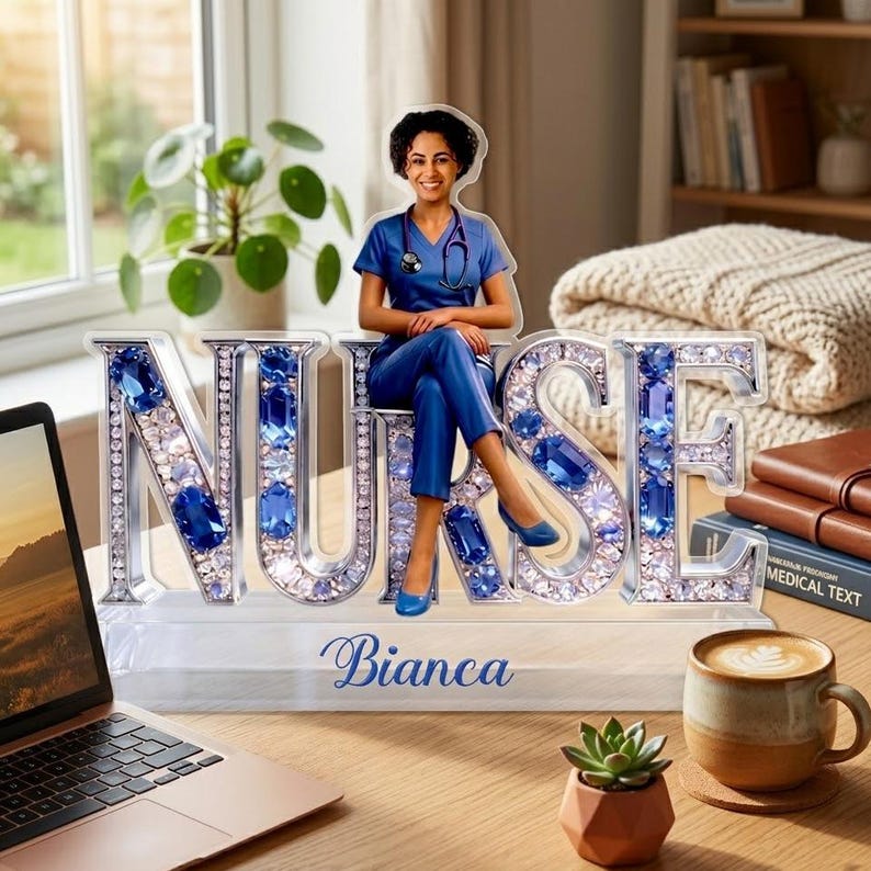 Personalized Nurse Photo Light Box, Custom RN Name Acrylic Plaque ...