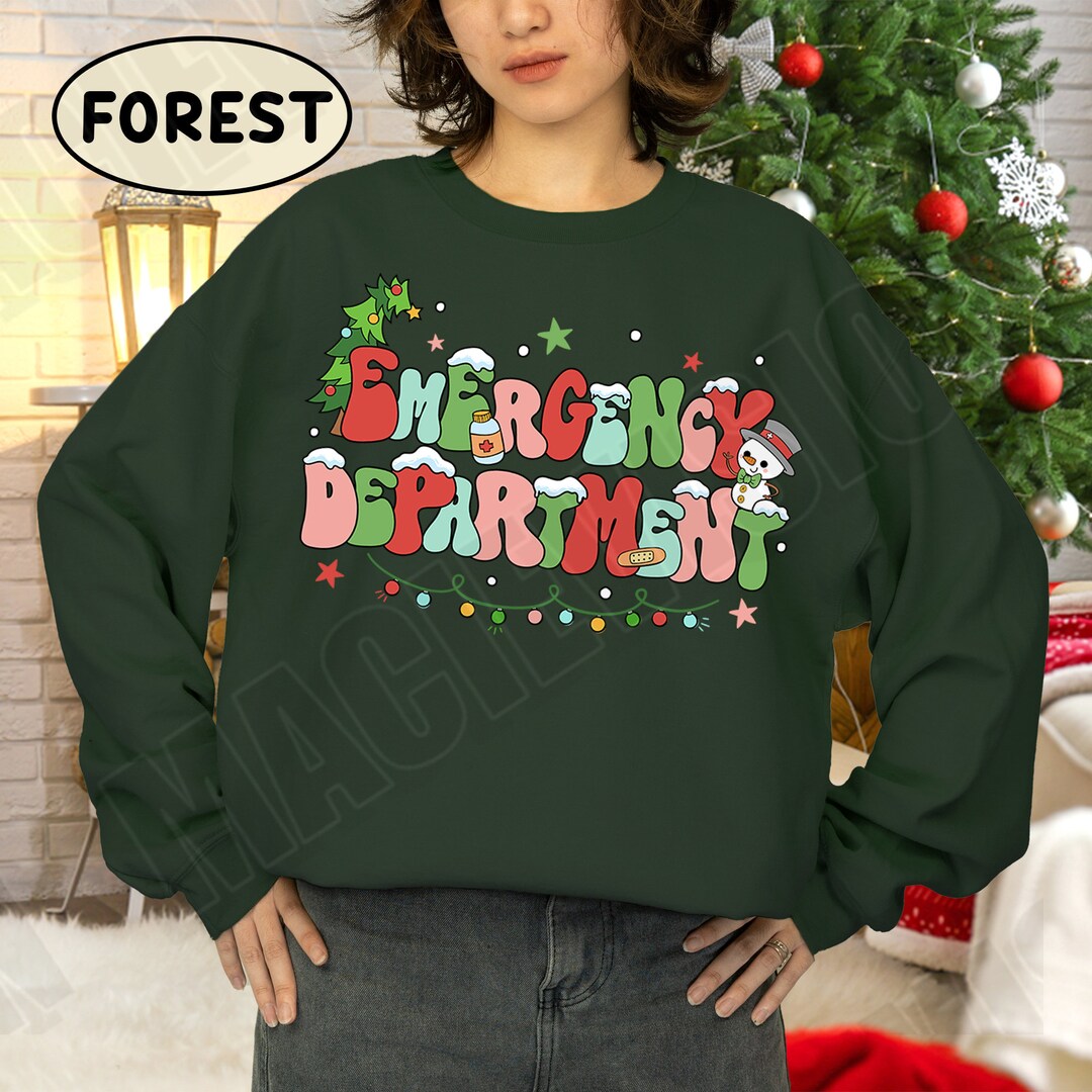 Christmas ER Nurse Shirt, Xmas Nurse Gift, ER Crew Santa's Favorite ...