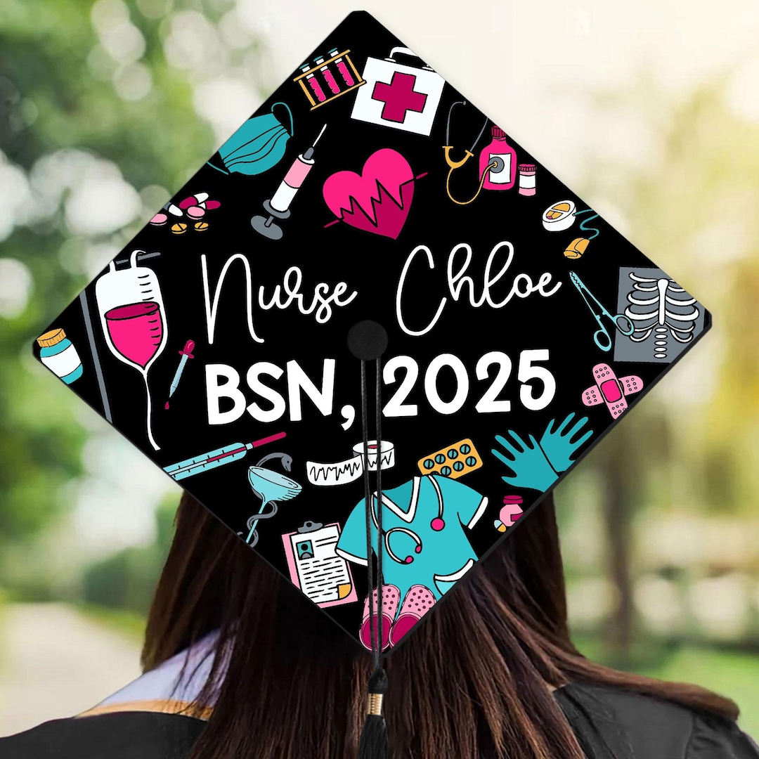 Custom RN Grad Cap Topper, Nurse Graduation Cap Topper, Class of 2025 ...