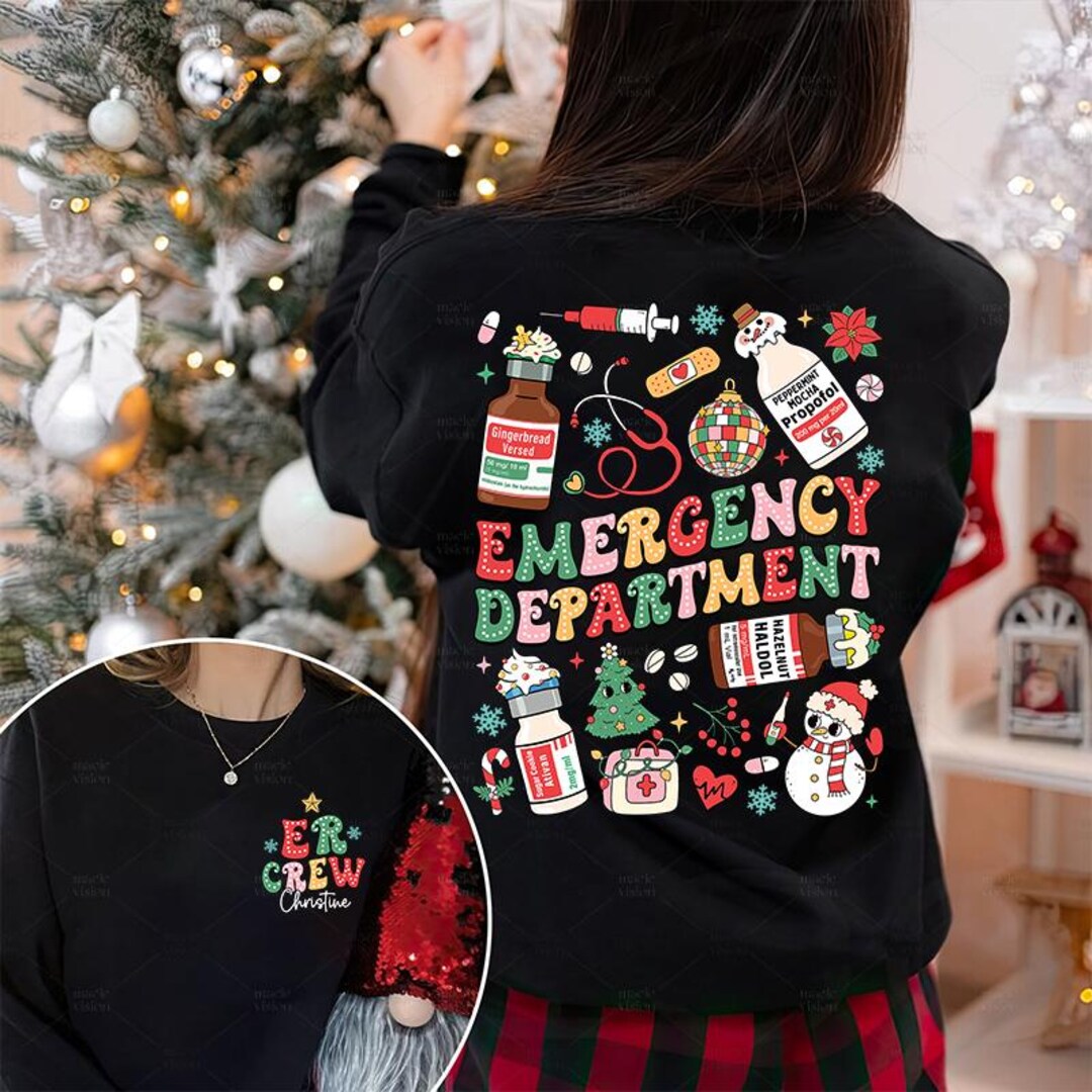 Christmas ER Nurse Shirt, Christmas Nurse Shirt Xmas ER Crew Funny ER ...