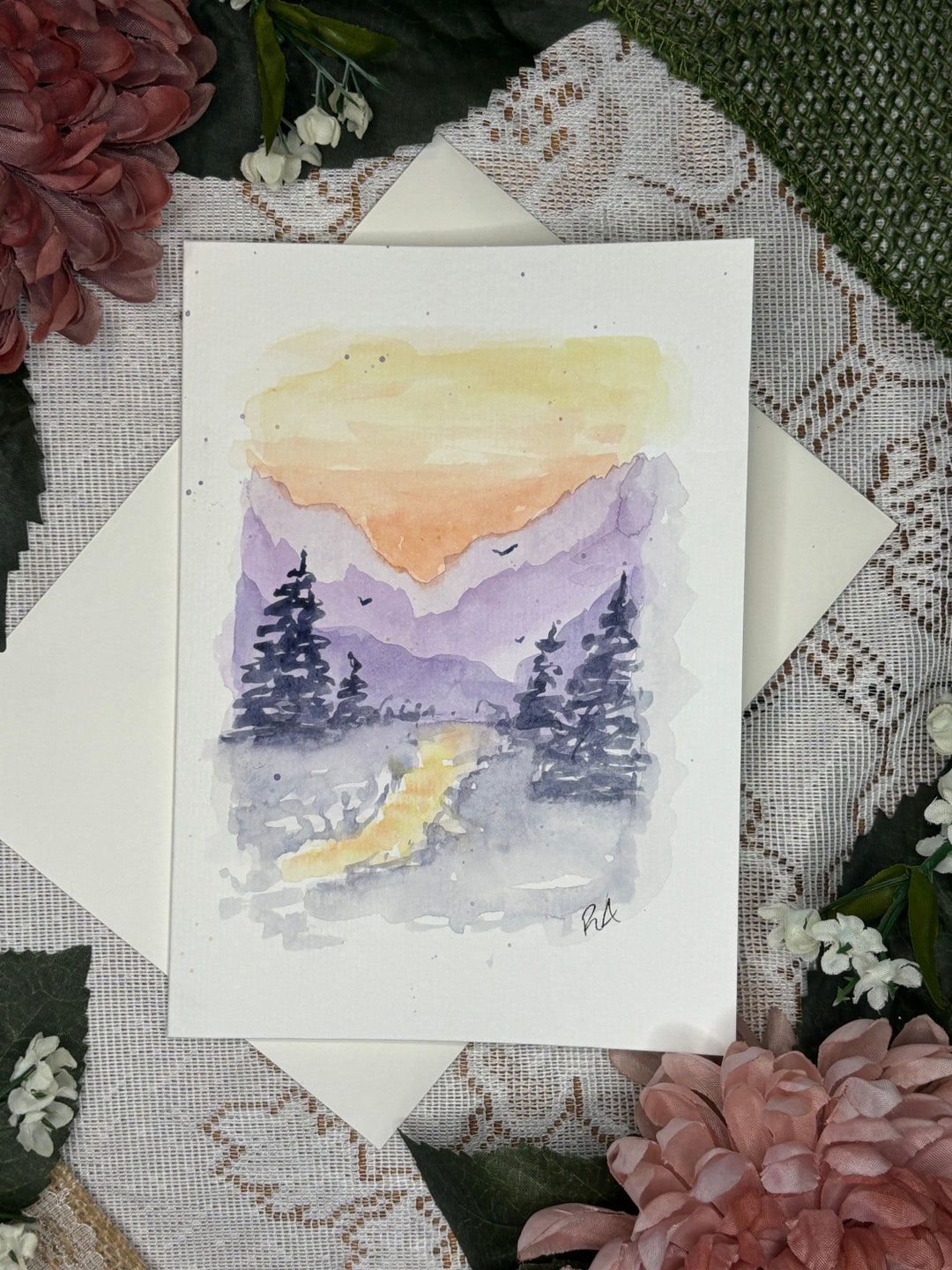 Watercolor Greeting Card Hand-painted - Etsy