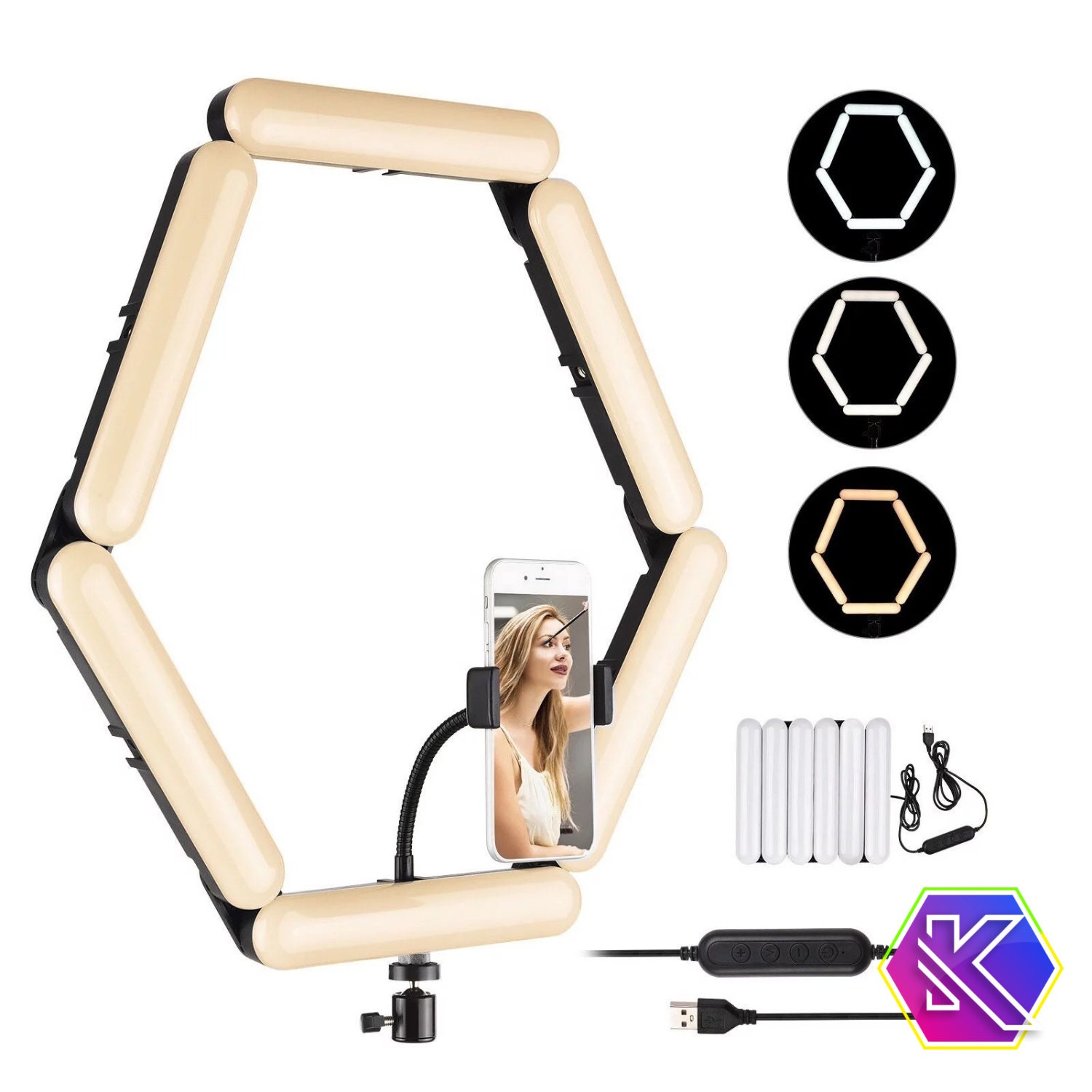 Ring Light Rgb With Phone Holder Photographic Lighting Selfie Etsy
