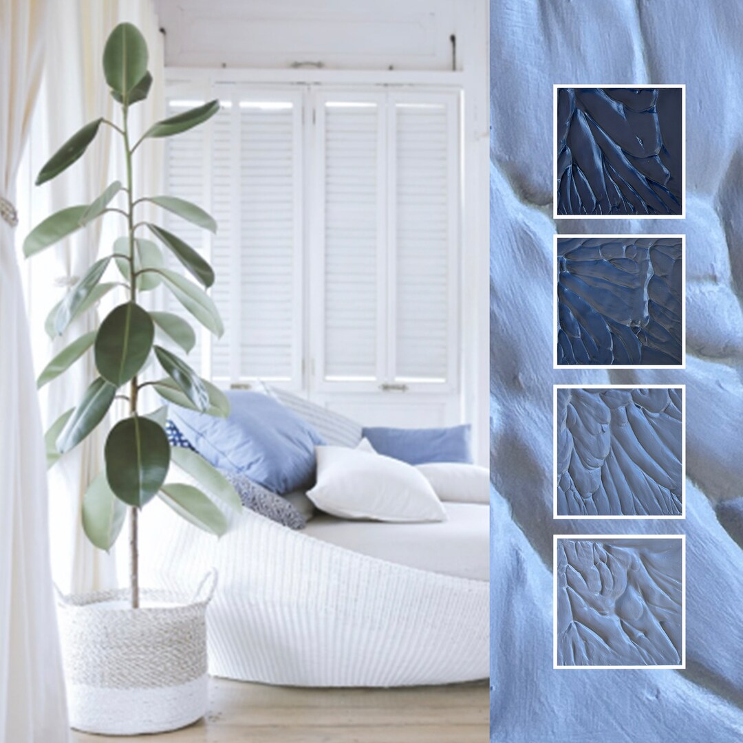 Prussian Blue, Vein, 3D Plaster Relief Wall Art Sculpture Squares ...