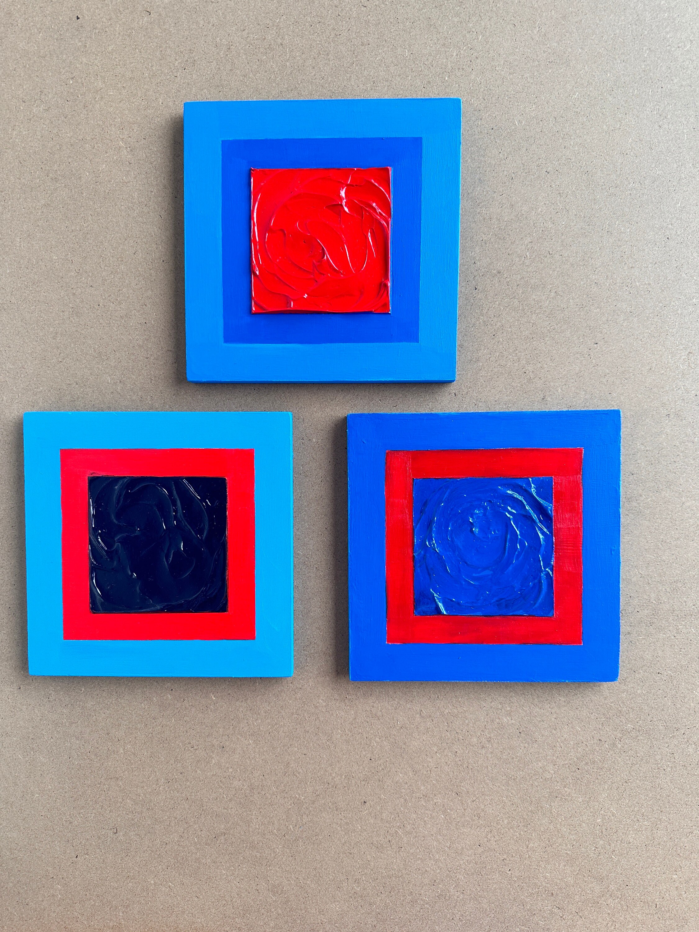 Triptych Relief Tiles 3D Wall Sculpture Acrylic, Hand Cut MDF Wood ...