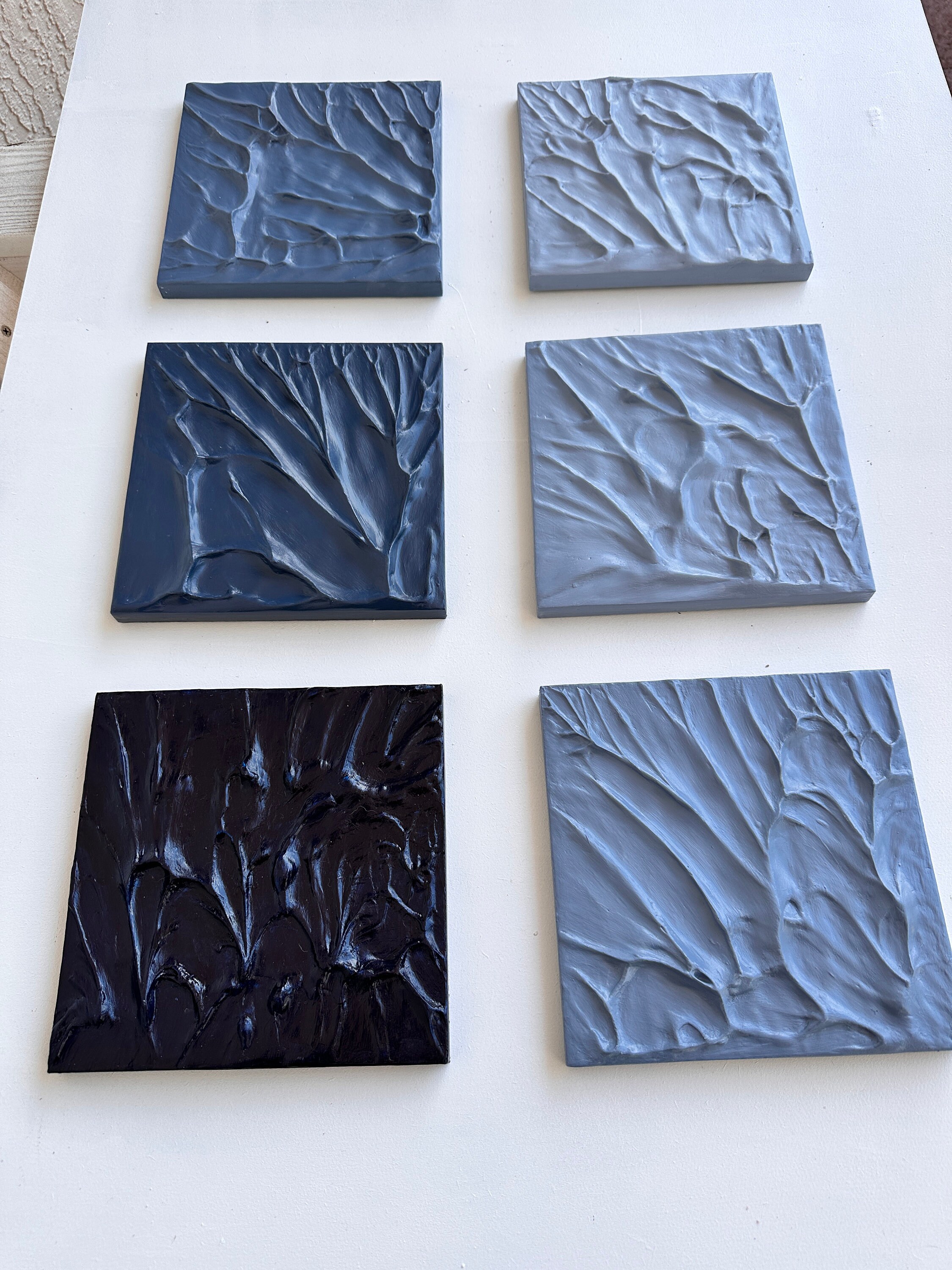 Prussian Blue, Vein, 3D Plaster Relief Wall Art Sculpture Squares ...