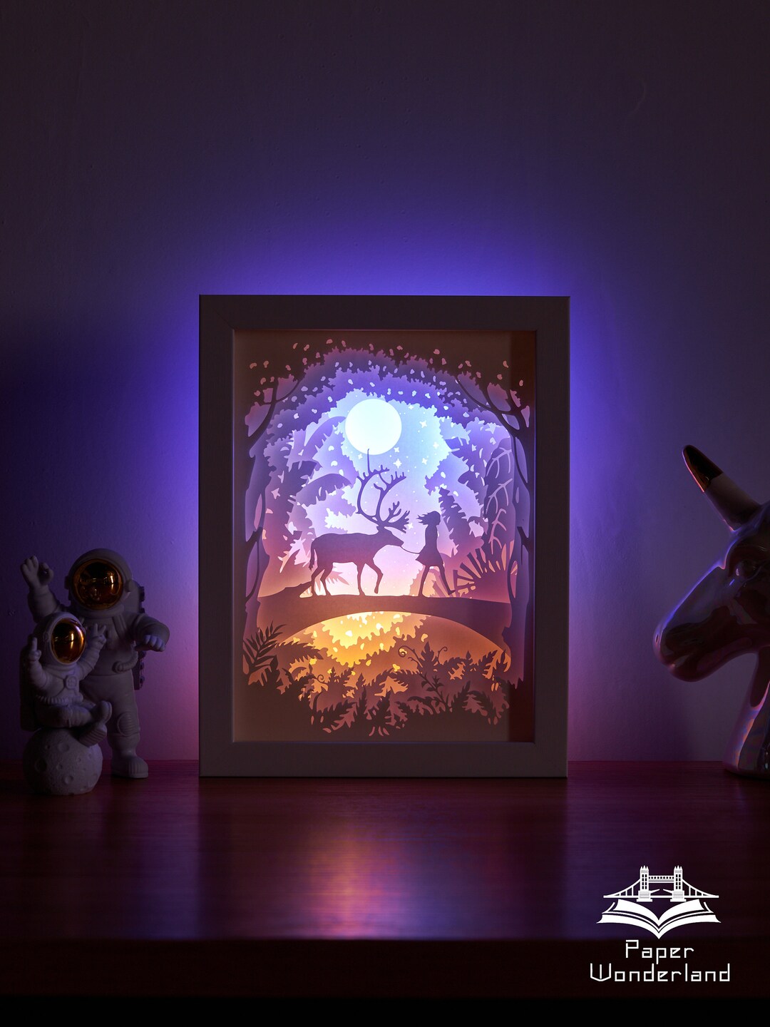 Papercut Light Box Paper Carving Light Box Night Light 3d Led Light Box Shadow Box -girl With ...