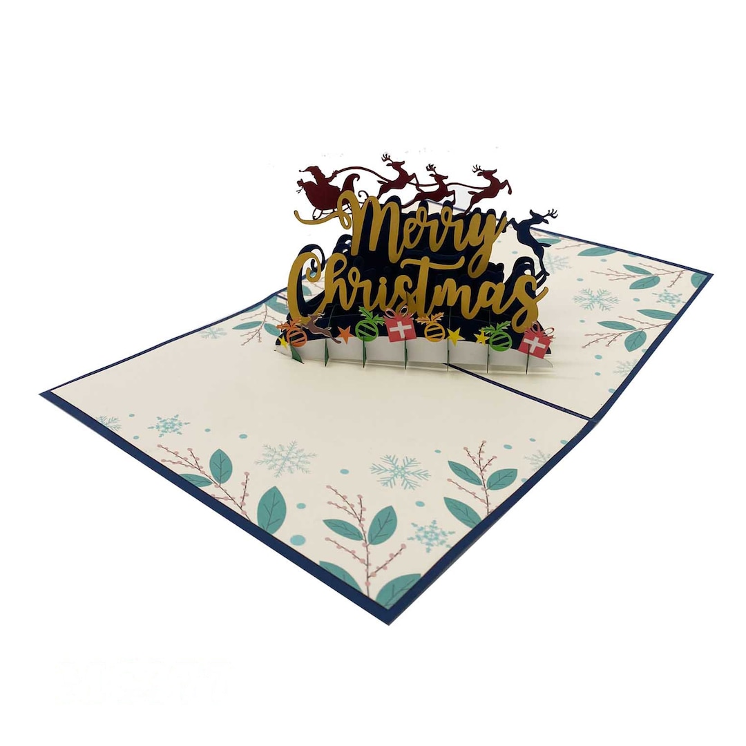 Merry Christmas Pop up Card 3D Cards Christmas Card - Etsy