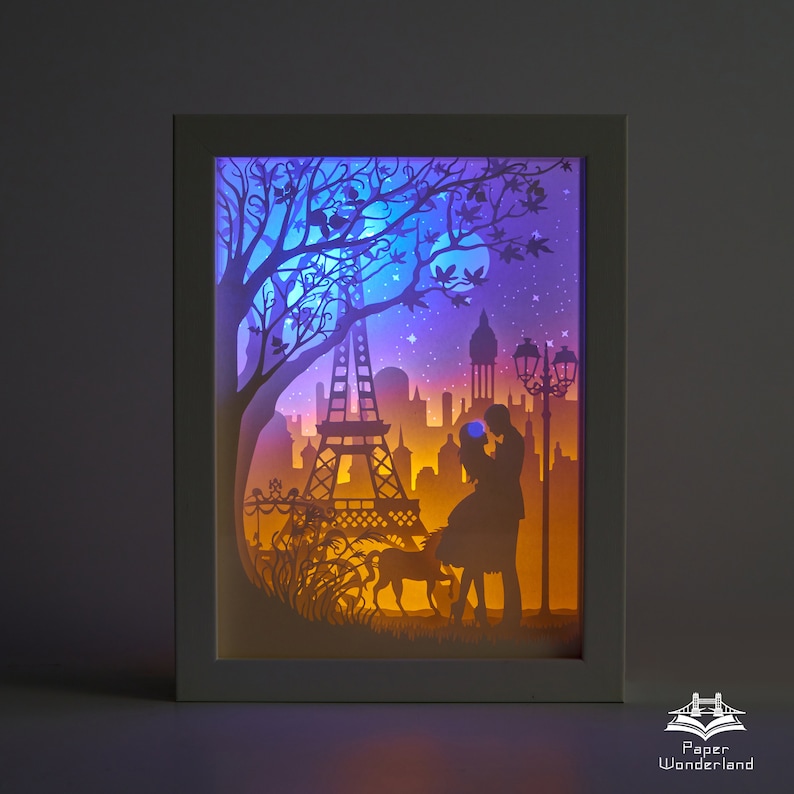 Romantic Paris Papercut Light Box: 3D LED Shadow Box - Etsy