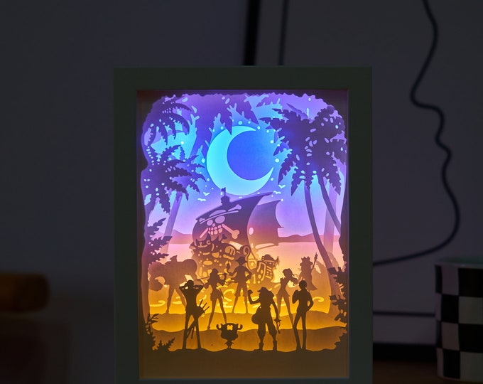 One Piece Luffy LED Frame, Light-up Painting, Wall Art Light, Wooden ...