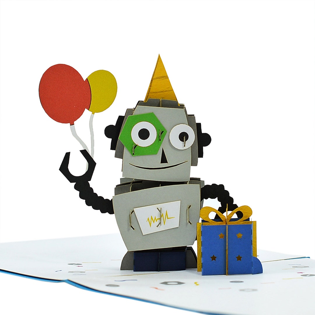 Robot Birthday Gift Boxes Pop up Card, 3D Cards, Birthday Card ...