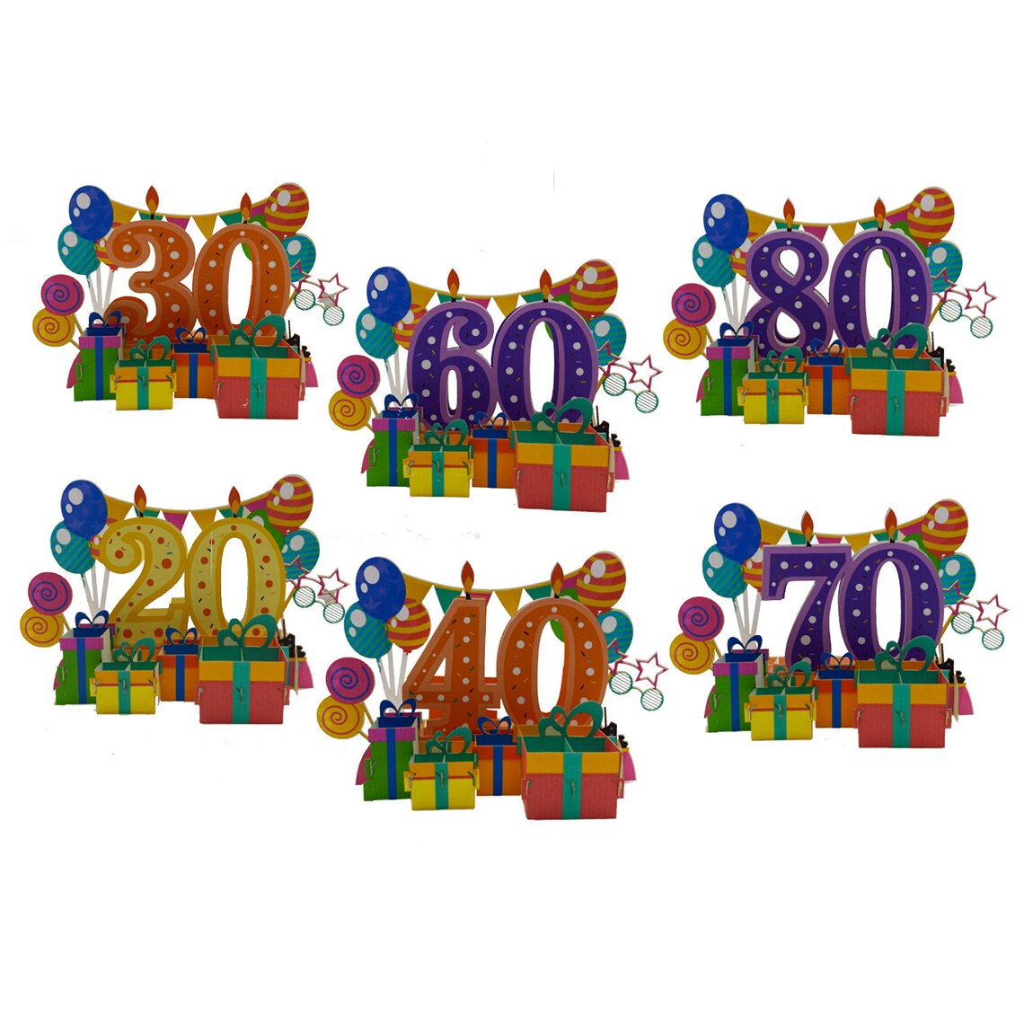 Happy Birthday Age Number Pop up Card, 3D Cards, Christmas Card ...
