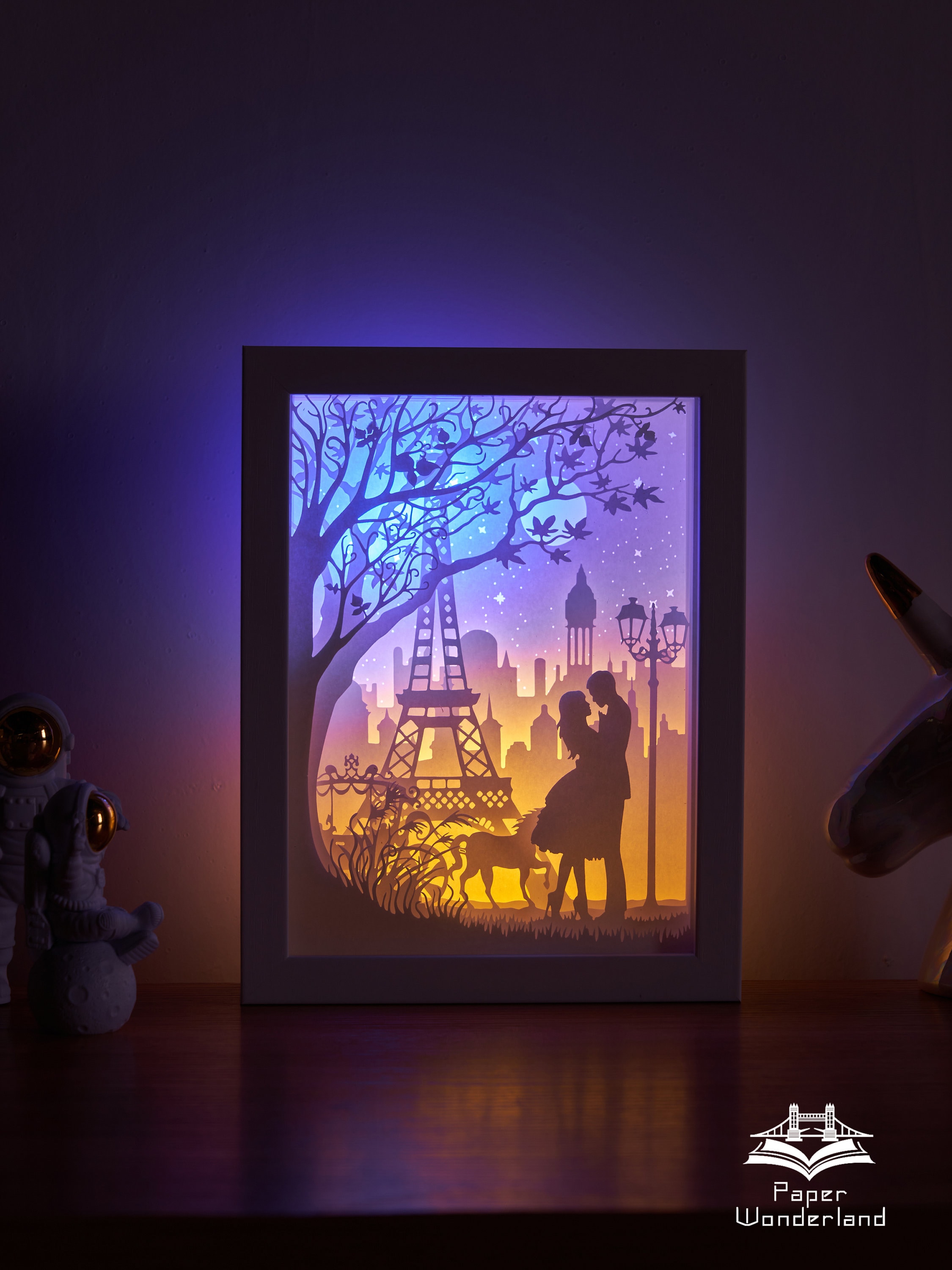 Romantic Paris Papercut Light Box: 3D LED Shadow Box - Etsy