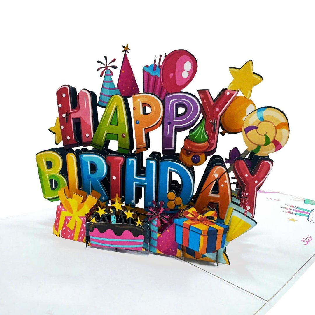 3D Pop-up Happy Birthday Card: Handmade Paper Craft - Etsy