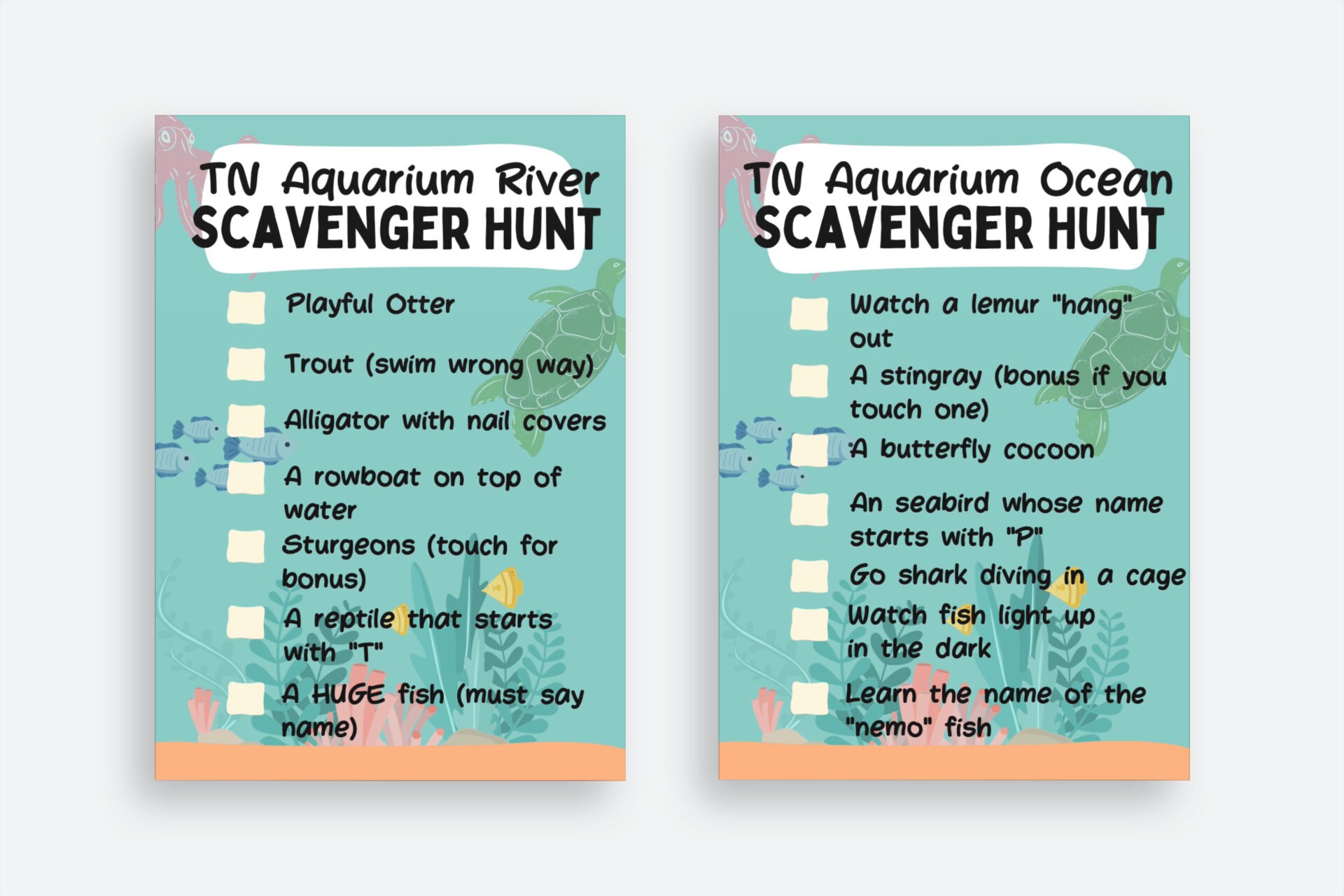 TN Aquarium Scavenger Hunt for Kids - Etsy
