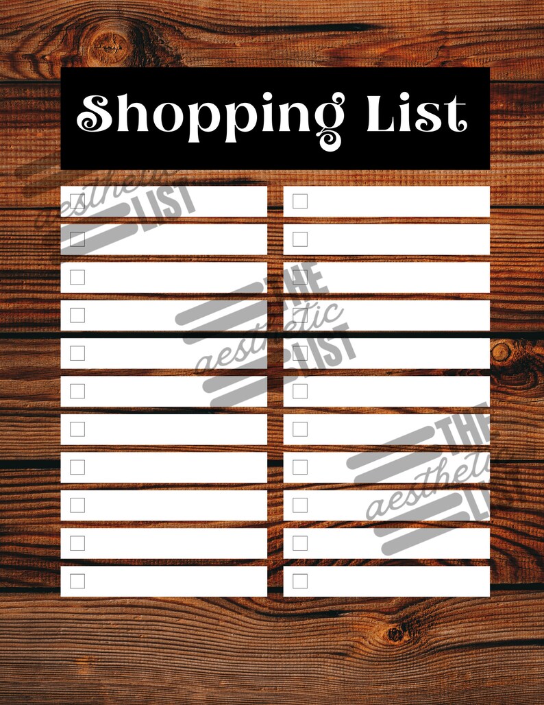 Digital and Printable Shopping List Template Wooden Aesthetic - Etsy