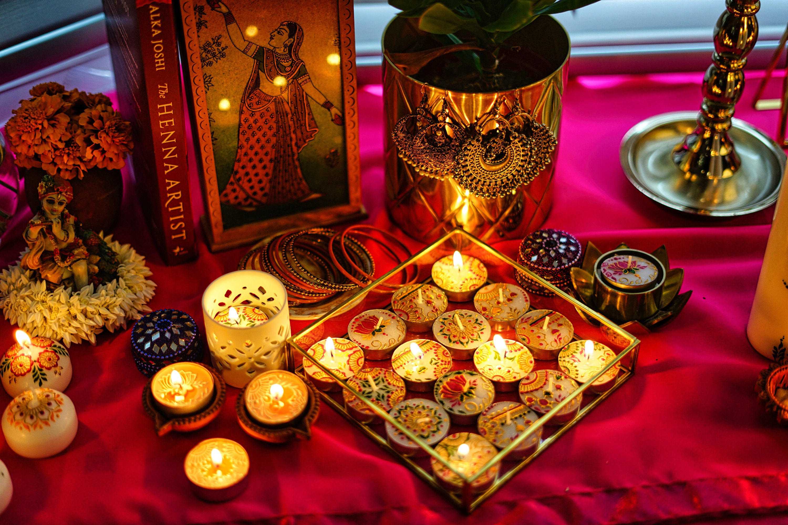 Handpainted Diwali Tealight Candles/wedding Favours - Etsy Canada