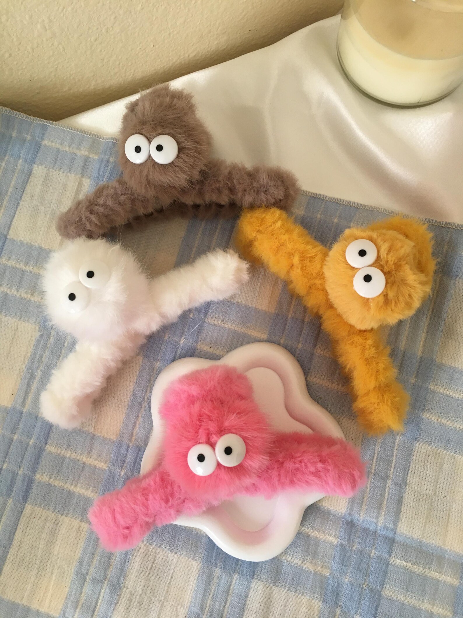 Super Cute Soft Fuzzy Claw Clip 4 Colors/ Hair Claw Clips/ Fluffy Hair ...