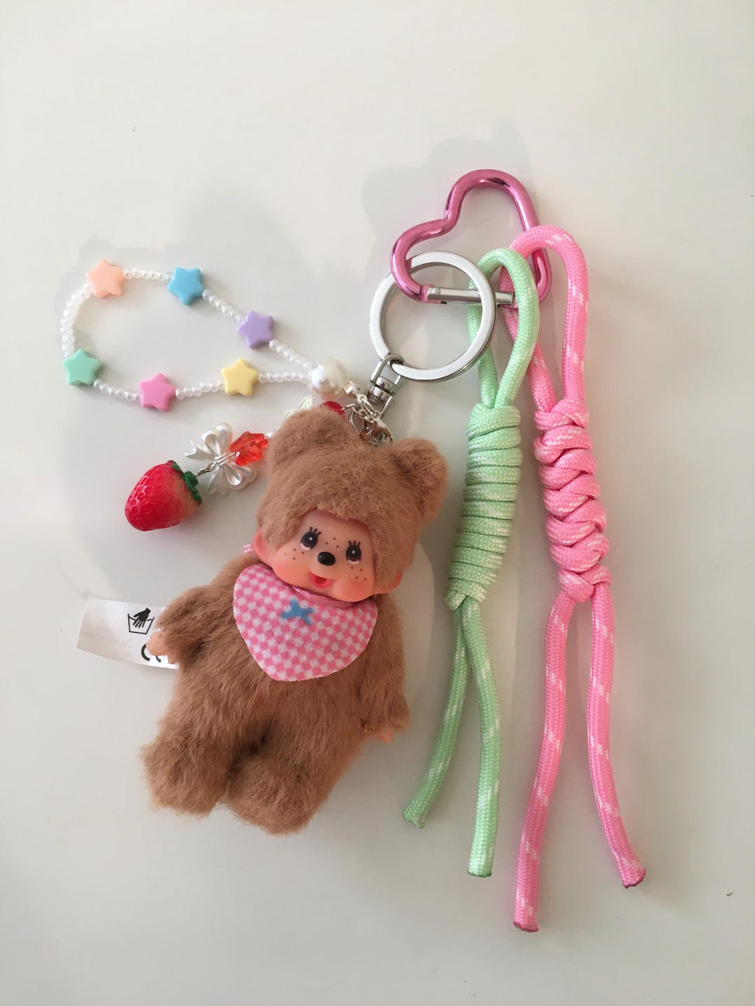 Bear Monchhichi Keychain With Beaded/ Super Cute Monchhichi Bead Bag ...