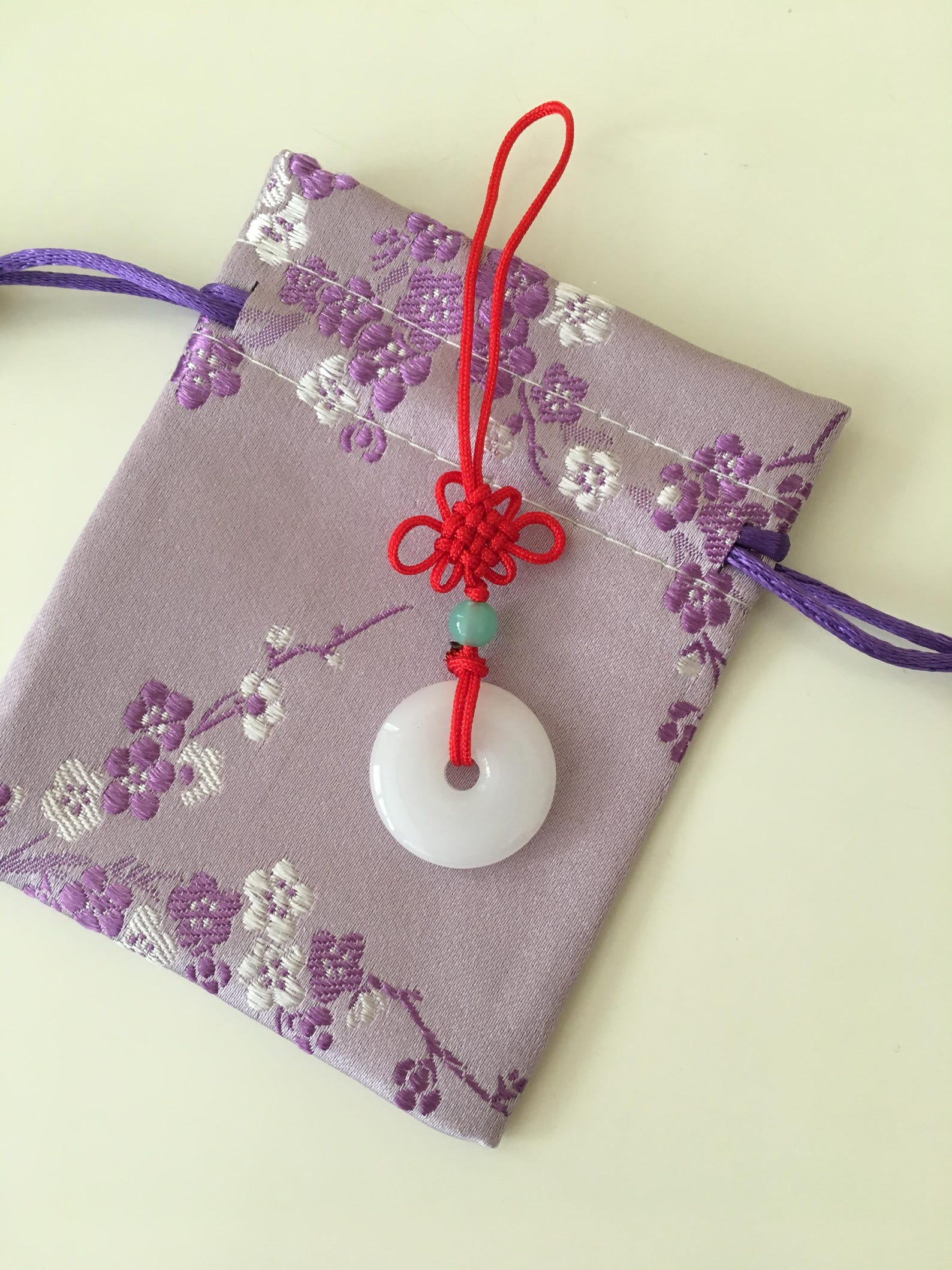 Handmade Chinese Jade Charm/ Red String White Jade Charm/ Lucky Jade ...